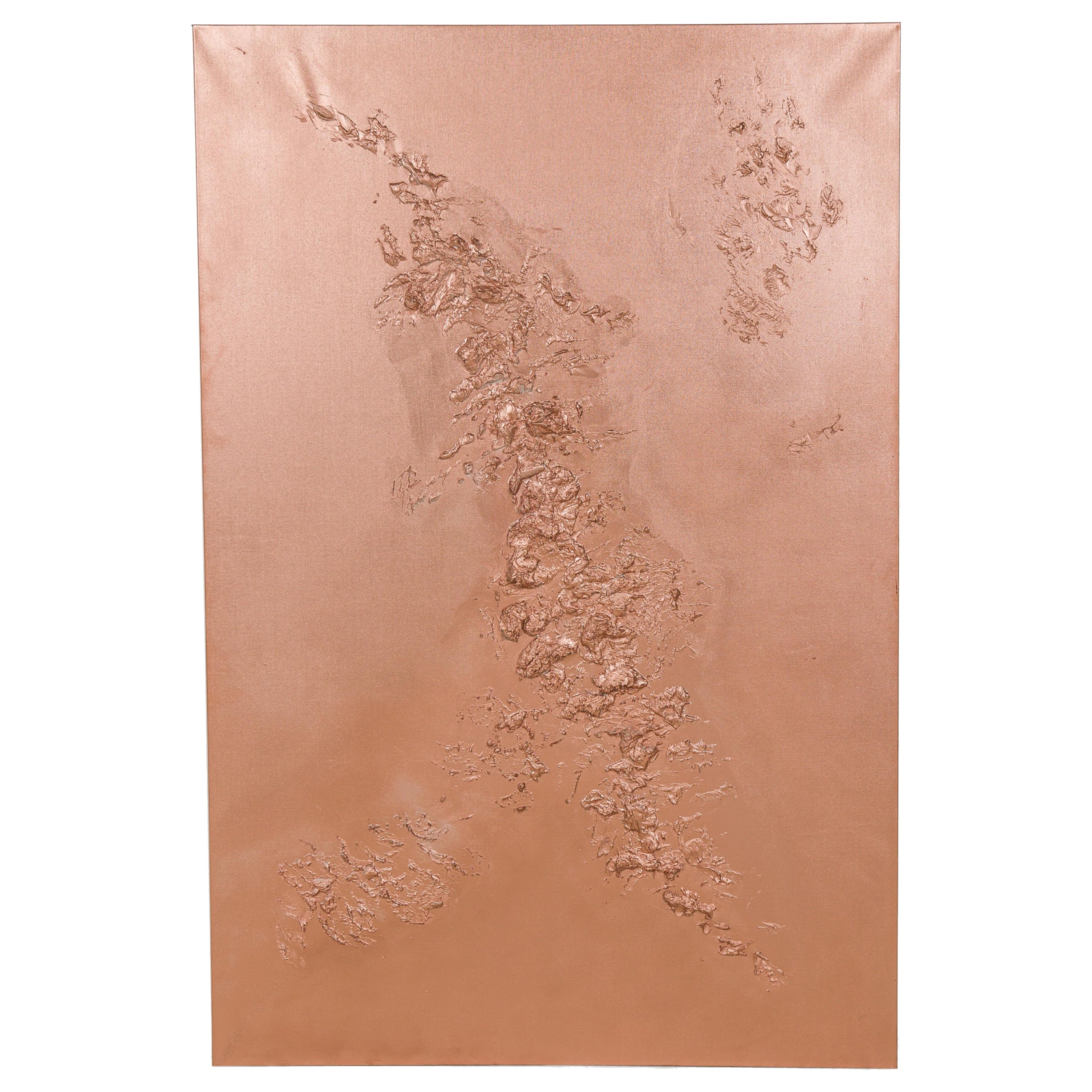 Contemporary Abstract Mixed Media Metallic Copper Textural Painting on ...