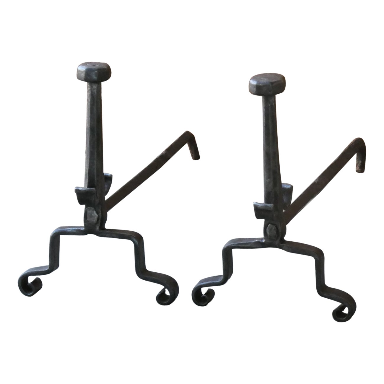 Antique 18th Century French Louis XV Fire Andirons For Sale at 1stDibs