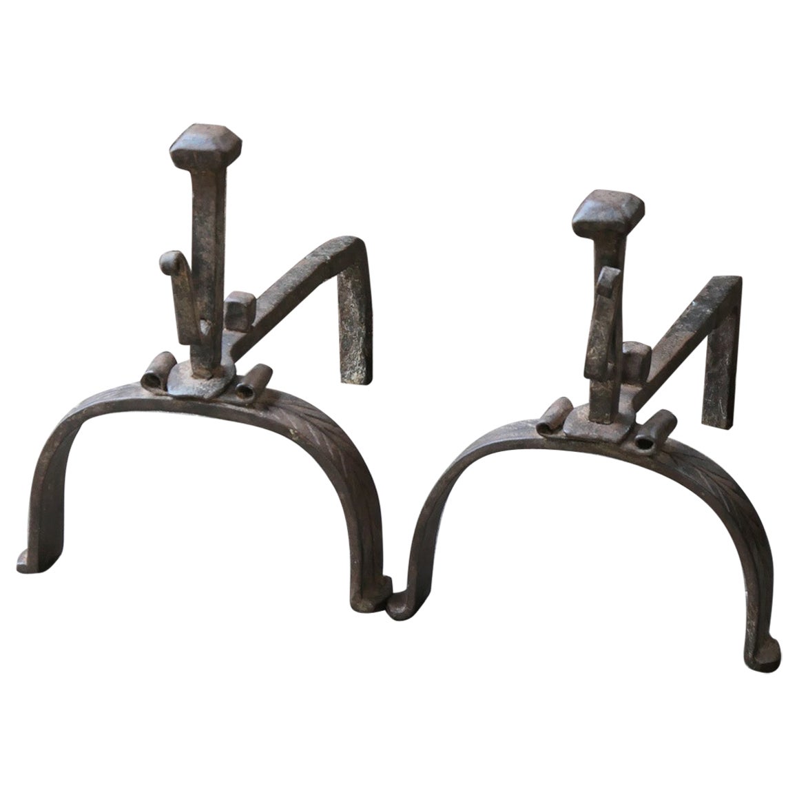 Antique French Louis XV Fire Andirons, 18th Century For Sale at 1stDibs