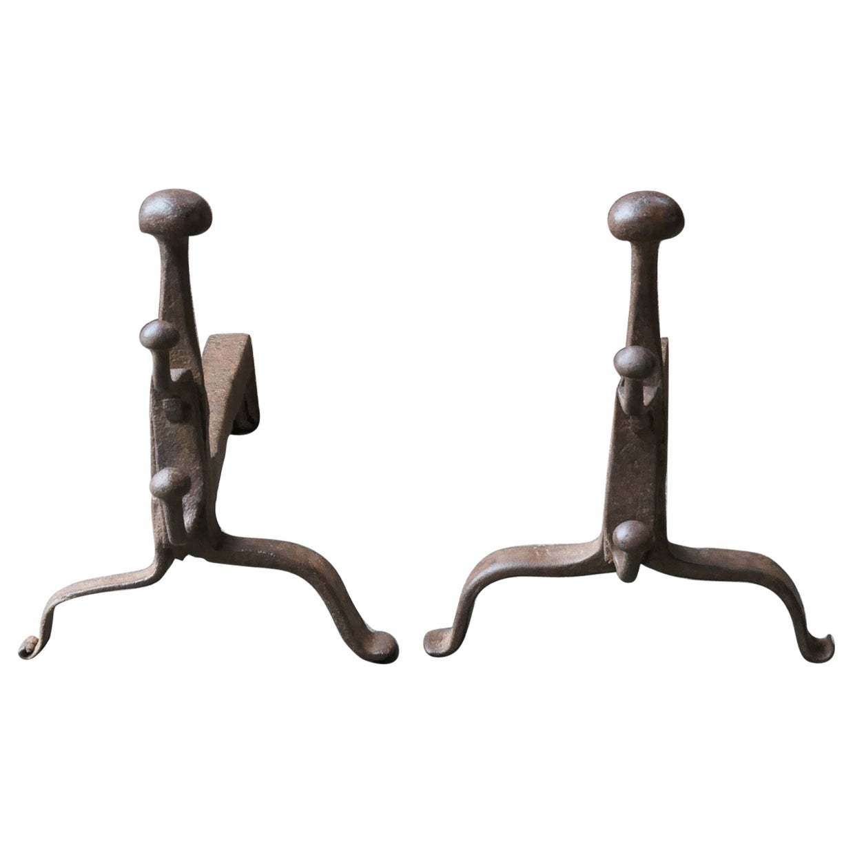 Antique French Louis XV Fire Andirons, 18th Century For Sale at 1stDibs