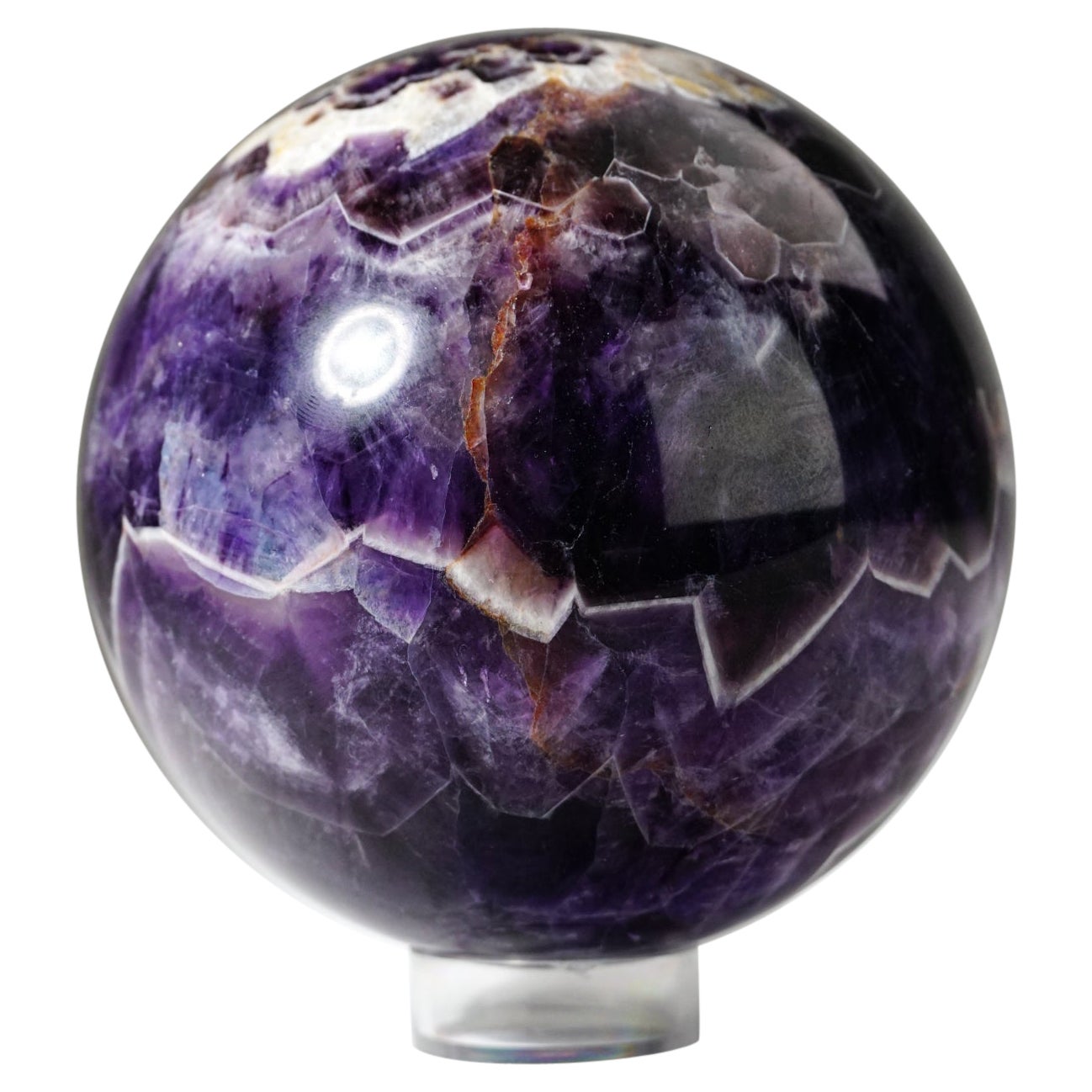 Polished Chevron Amethyst Sphere from Brazil (3.75", 2.6 lbs) For Sale at 1stDibs