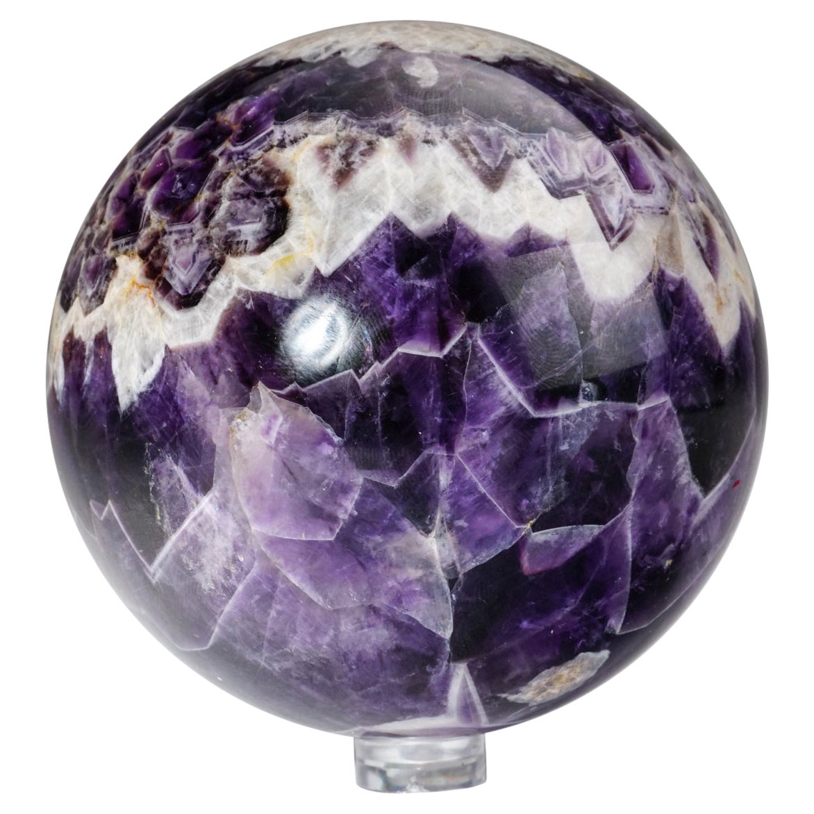 Polished Chevron Amethyst Sphere from Brazil (3.75", 2.6 lbs) For Sale at 1stDibs