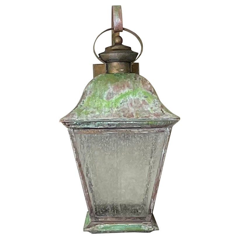 Single Vintage Solid Brass Wall Lantern For Sale at 1stDibs