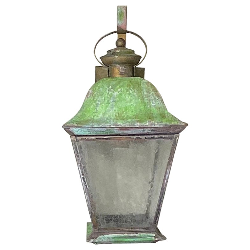 Single Vintage Solid Brass Wall Lantern For Sale at 1stDibs