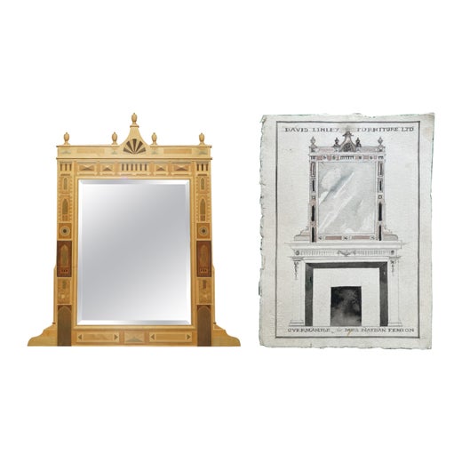 FINE 1993 DAVID LiNLEY PERSPECTIVE OVERMANTLE MARQUETRY WALL MIRROR ...