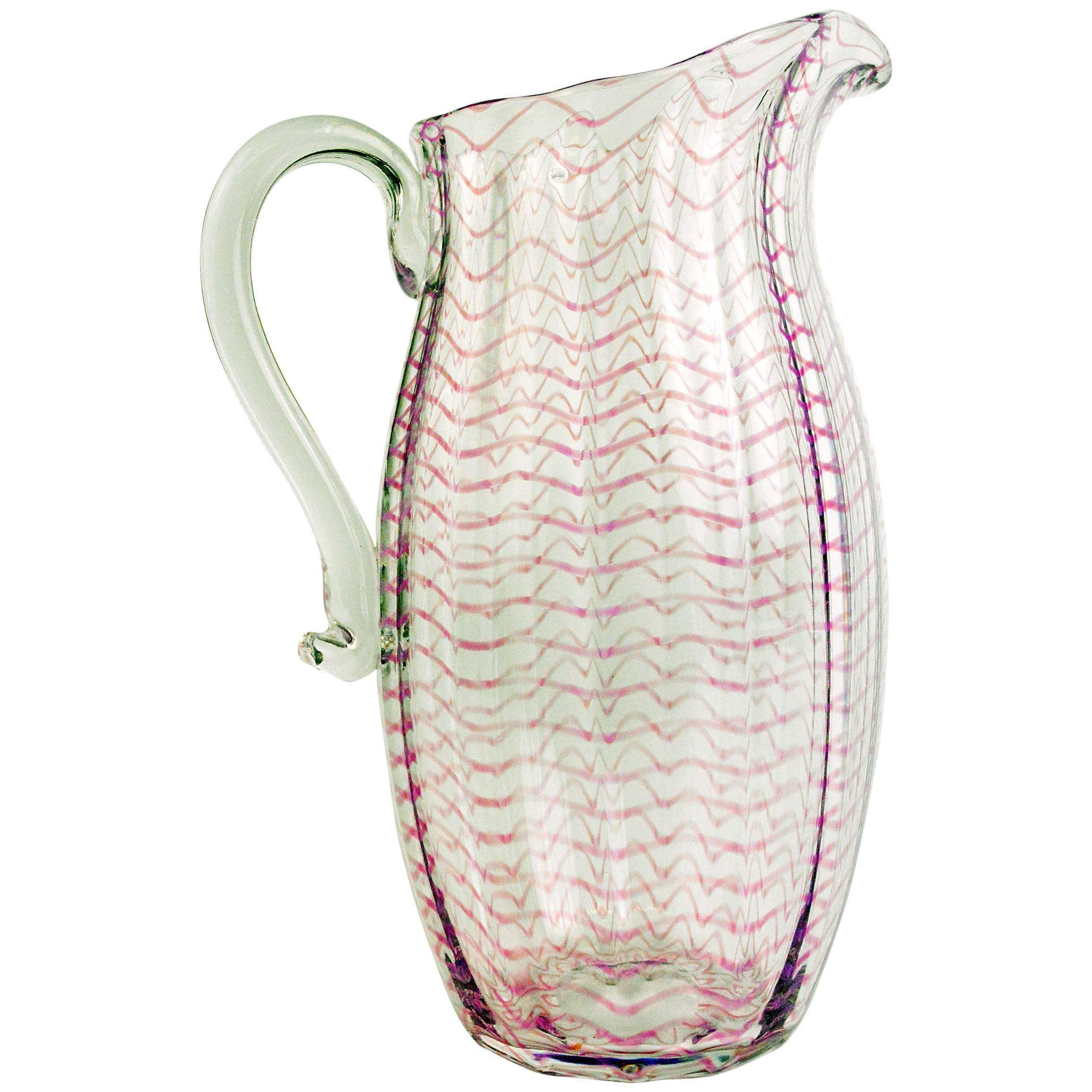 20th Century American Libby Art Glass Pitcher For Sale at 1stDibs
