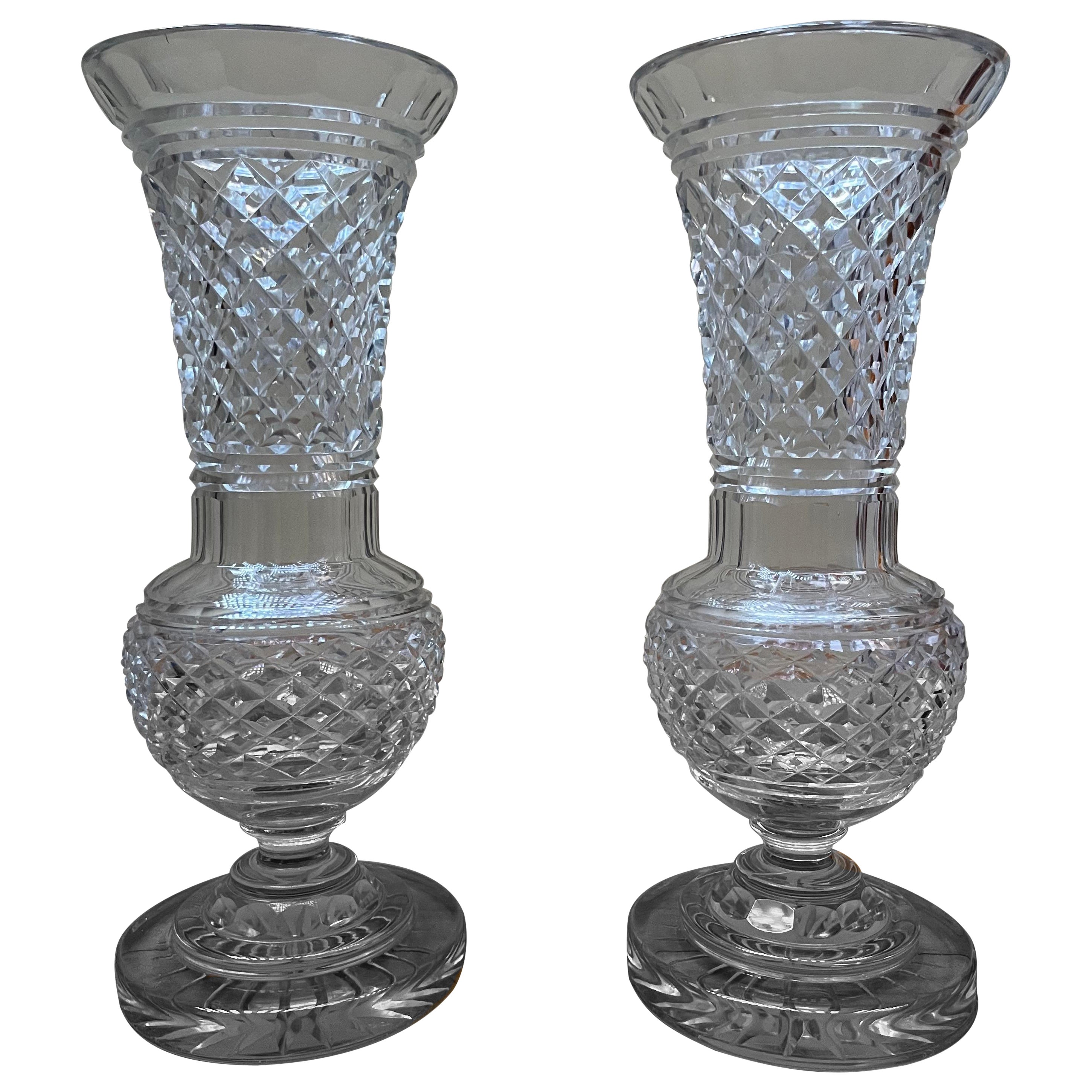 Pair of Cut Glass Flower Vases, Circa 1930 For Sale at 1stDibs