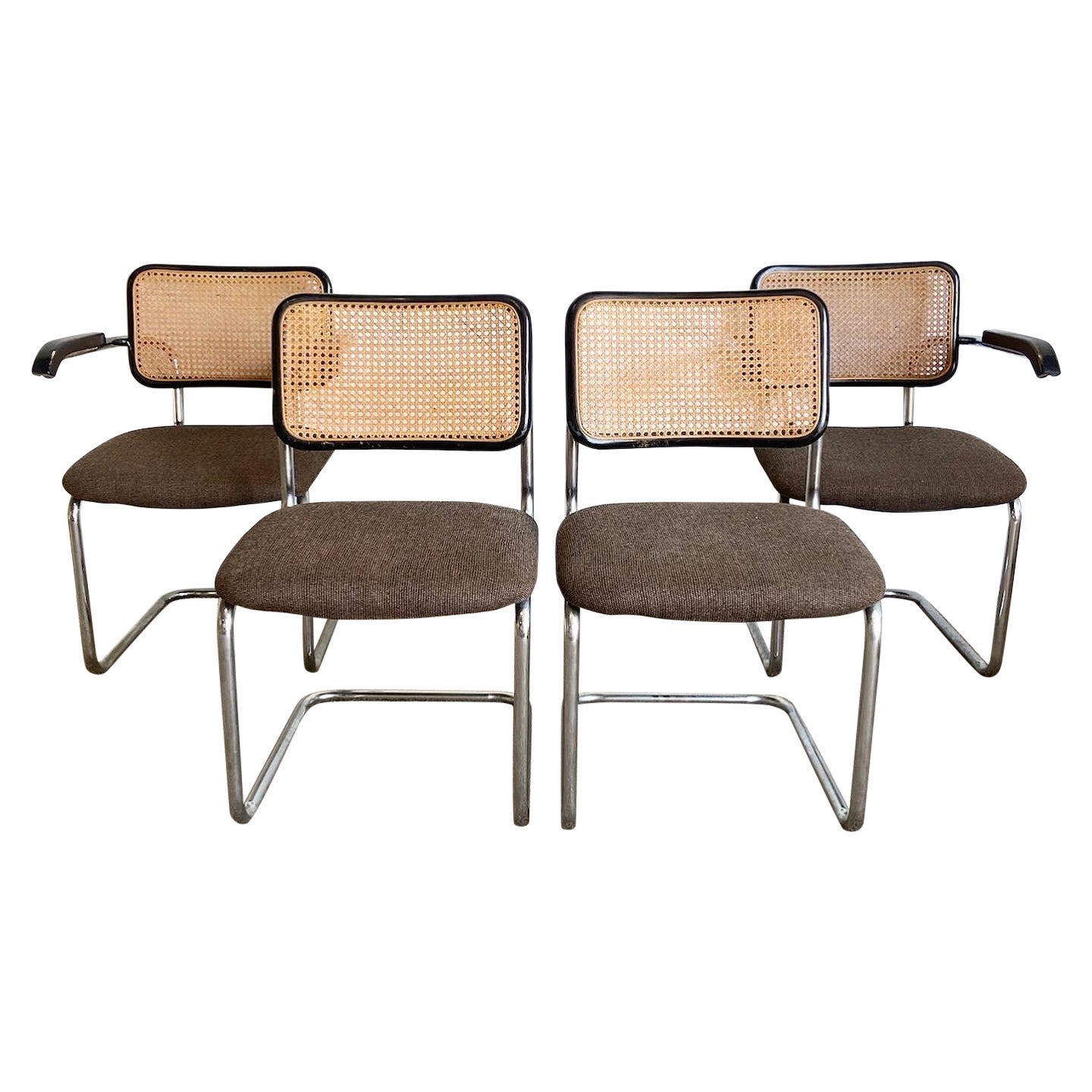 Mid Century Modern Cane Back Cantilever Dining Chairs For Sale at 1stDibs
