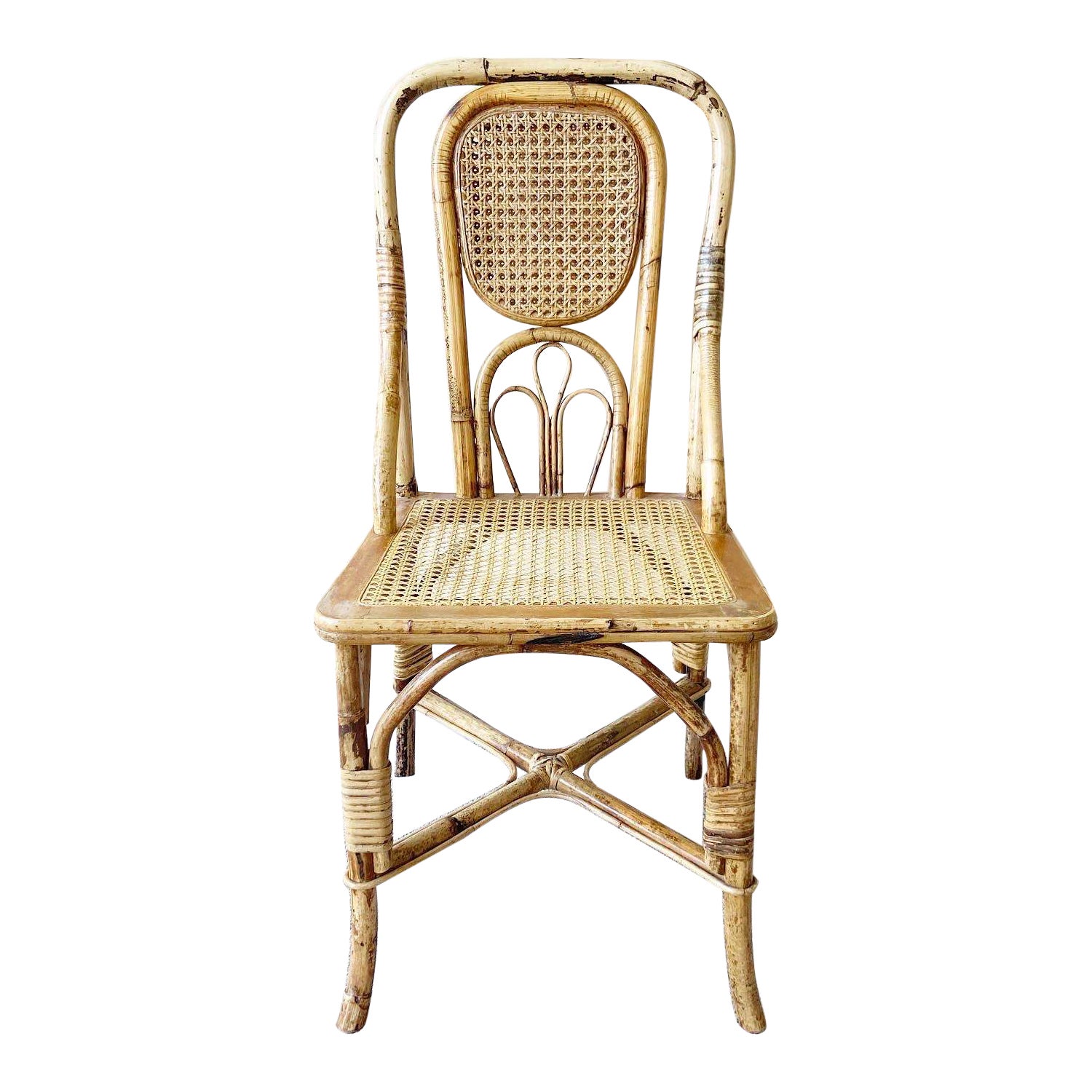 Italian Brass Bamboo Side Chair at 1stDibs