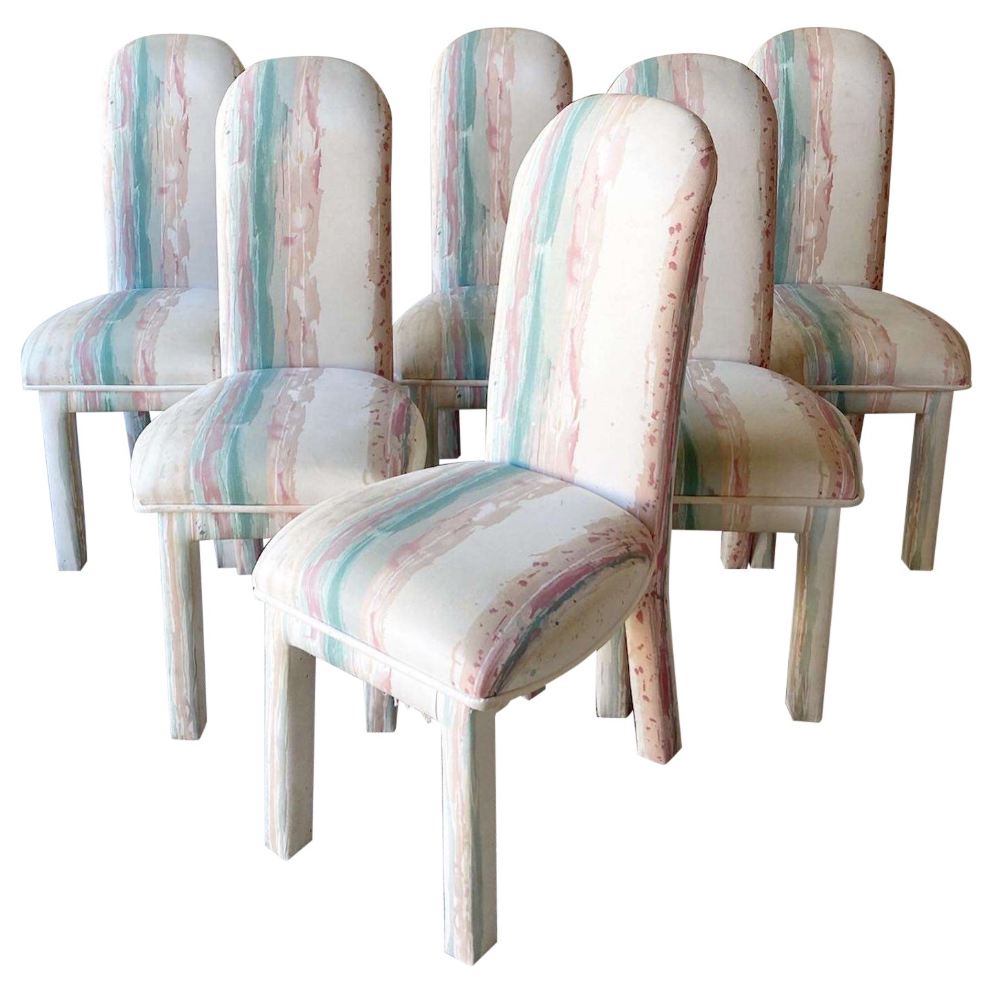 Postmodern Multi Colored Parsons Dining Chairs For Sale at 1stDibs