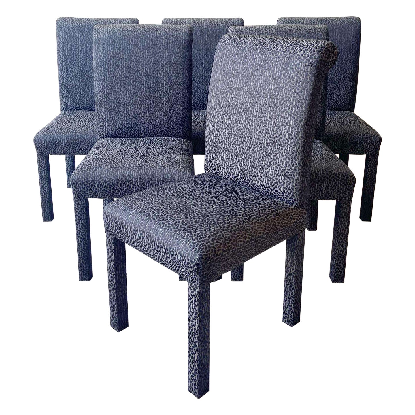 Postmodern Black on Back Foliage Parsons Dining Chairs - Set of 6 For ...