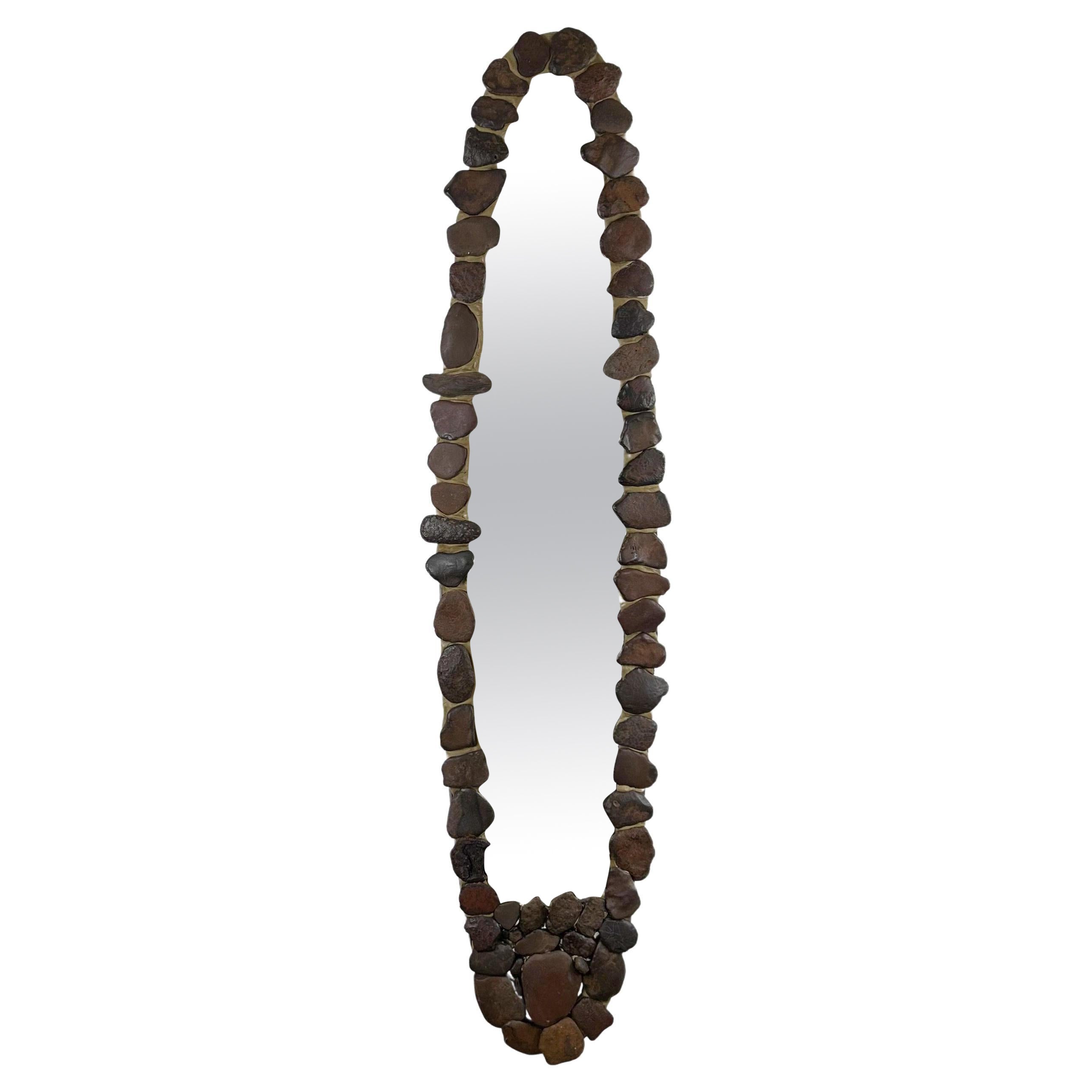 Wall Mirror with Iron Ore Pebble Border - early c20th and later pebbles ...