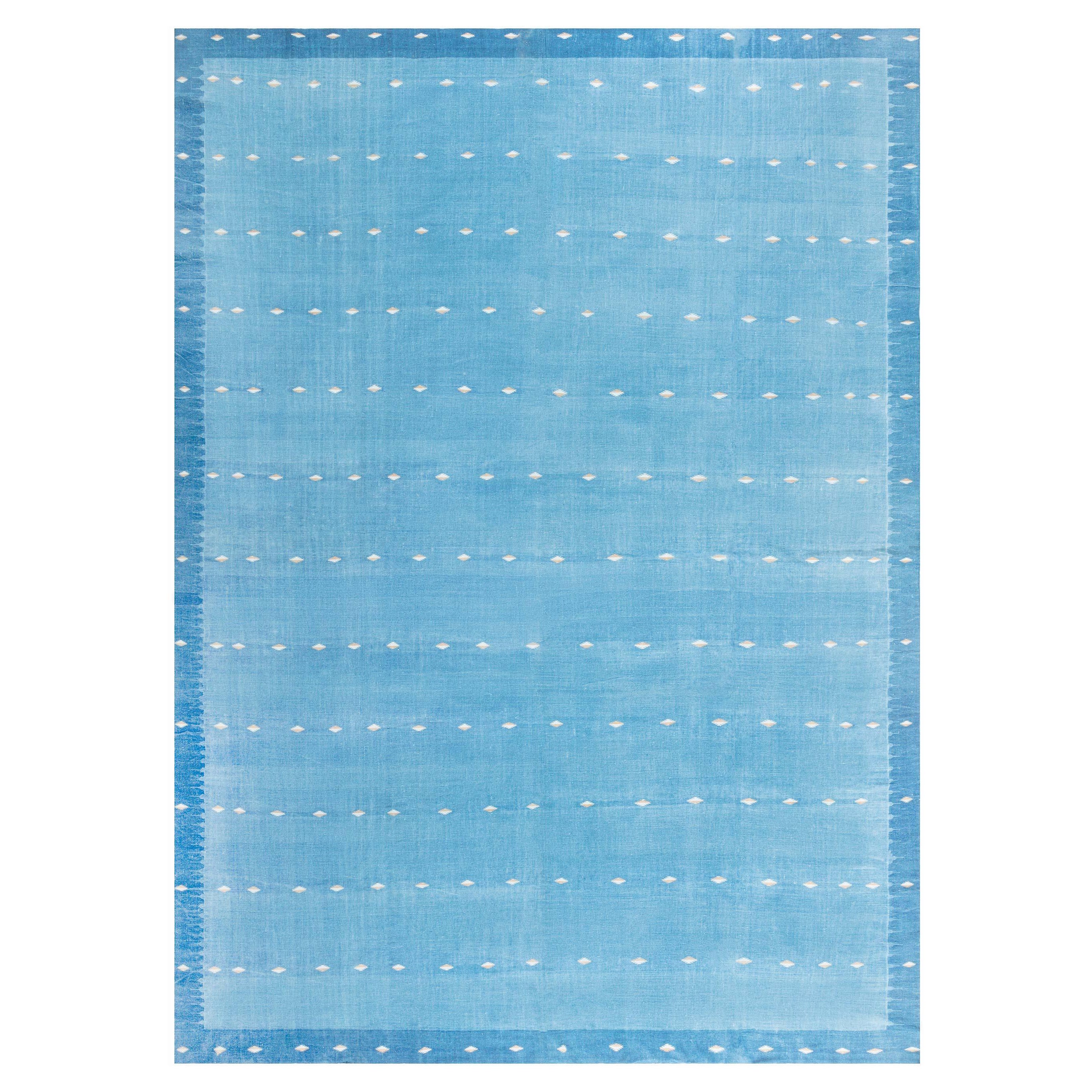Doris Leslie Blau Collection Indian Dhurrie Blue Rug For Sale at 1stDibs