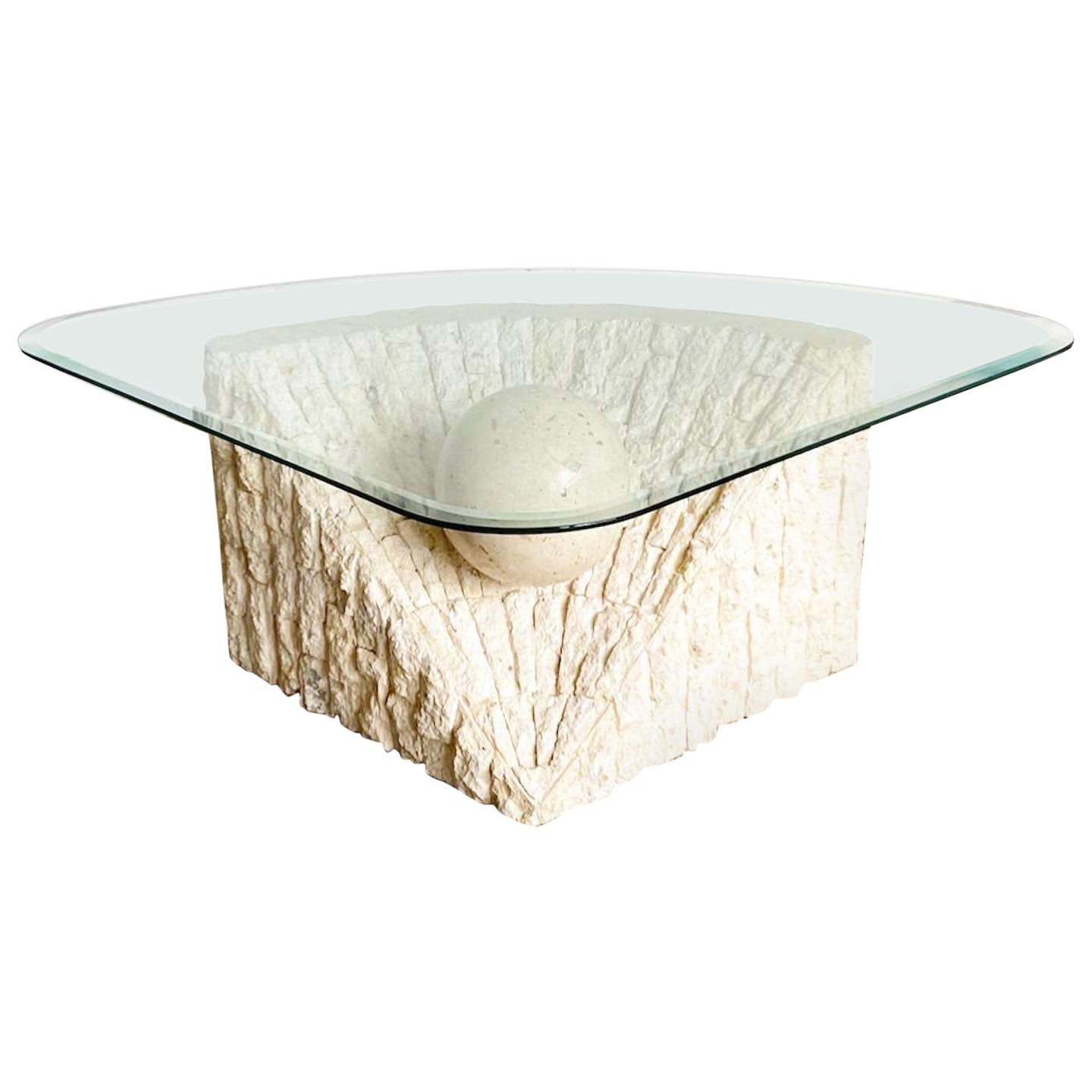 Postmodern Tessellated Stone Triangular Coffee Table For Sale at 1stDibs