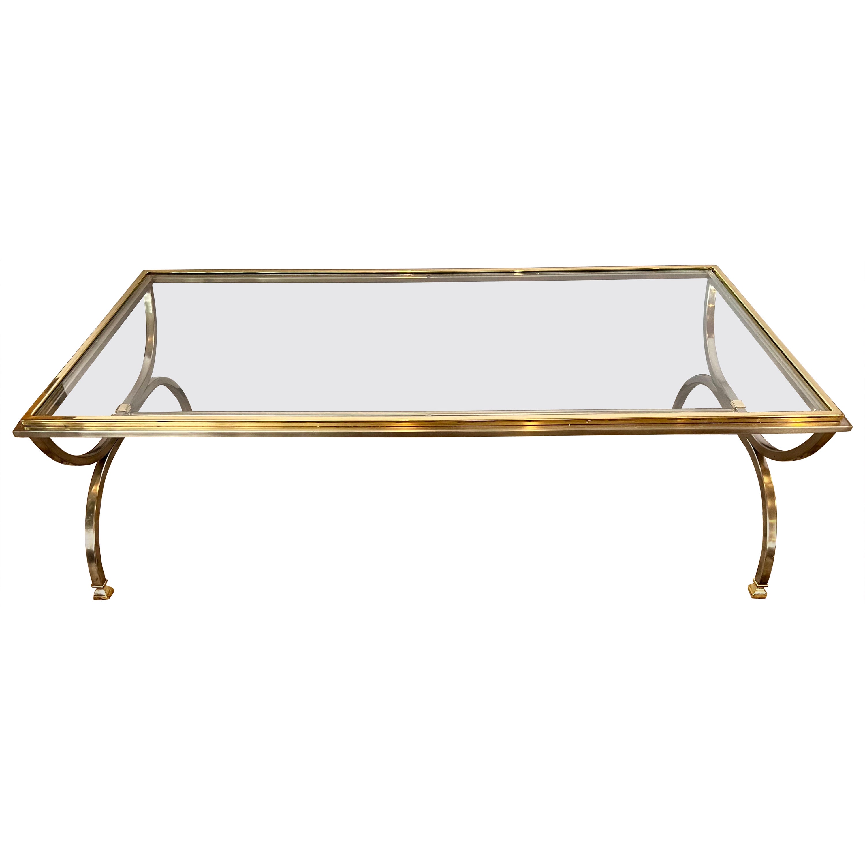 Maison Jansen Glass Brass Cocktail Table at 1stDibs