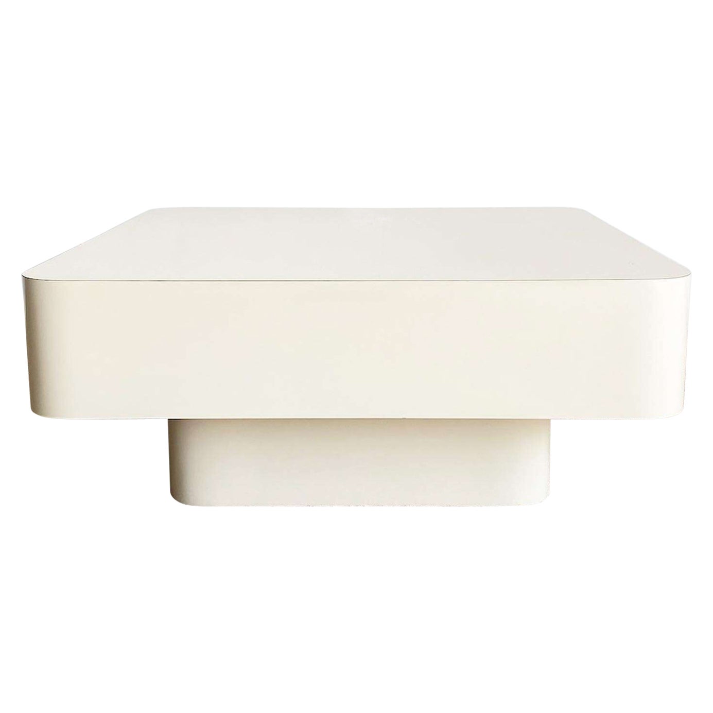 Postmodern Black Lacquer Laminate Two Tier Swivel Coffee Table With ...