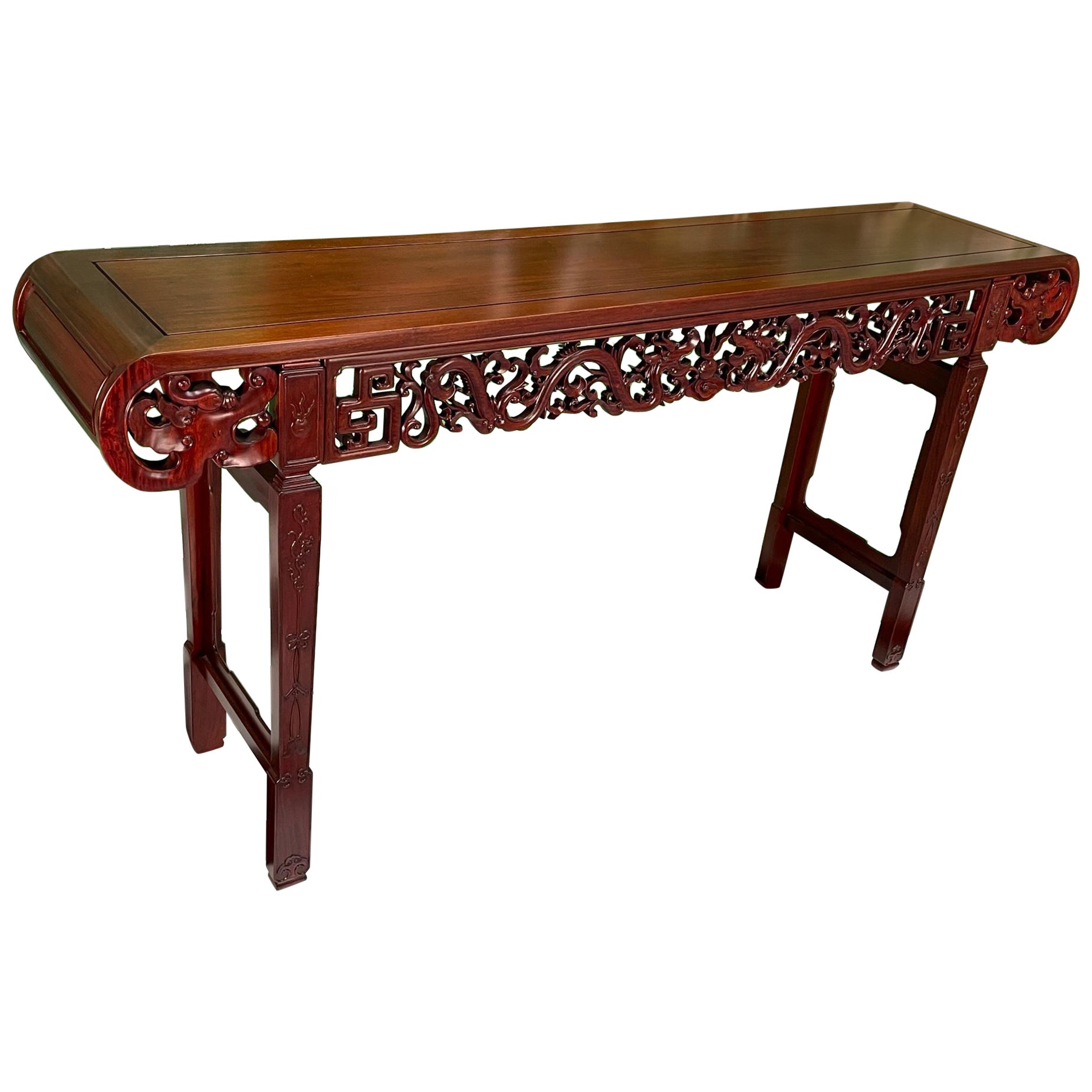 Asian Carved Console Altar Table For Sale at 1stDibs