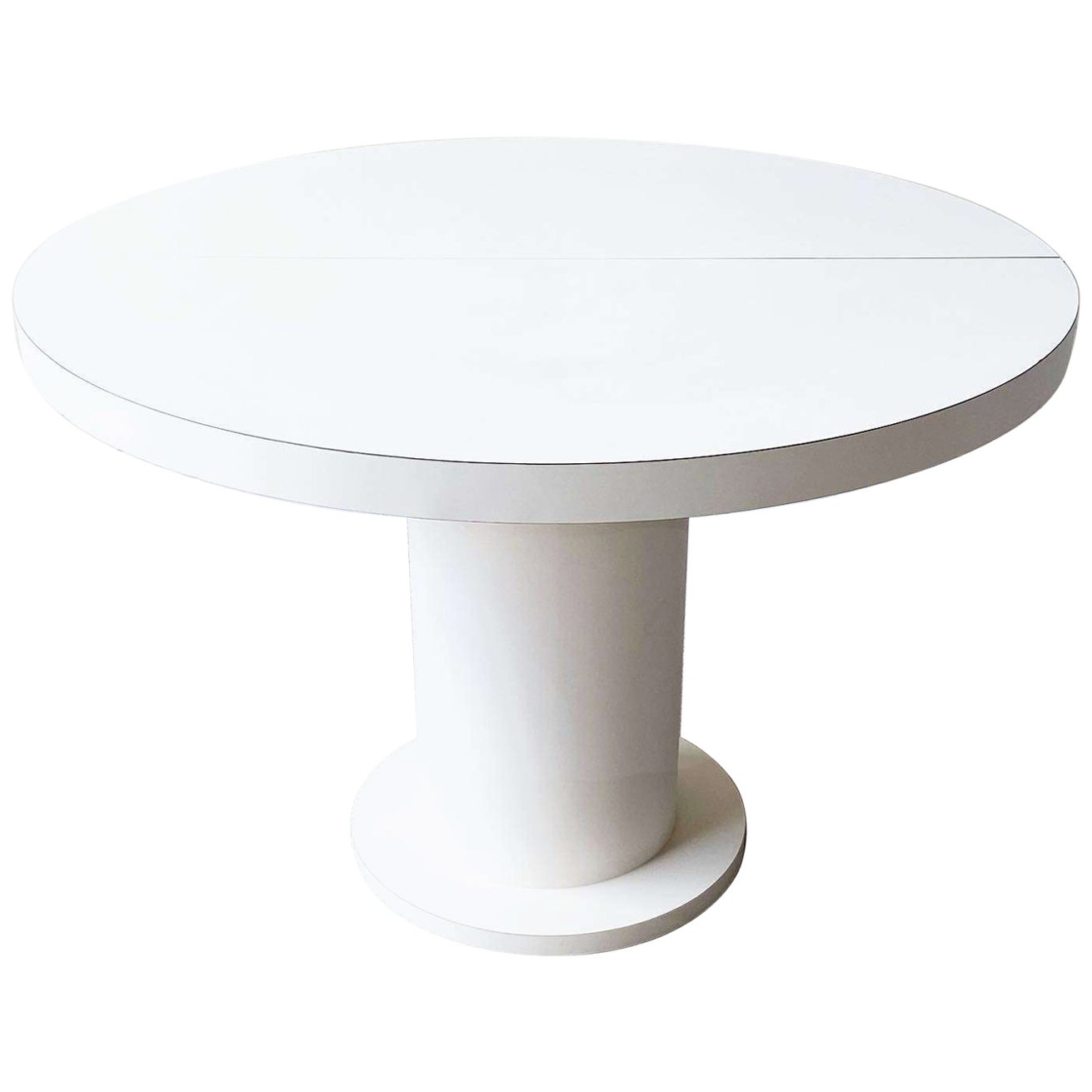 Postmodern White Matte Laminate Round Extendable Dining Table For Sale ...