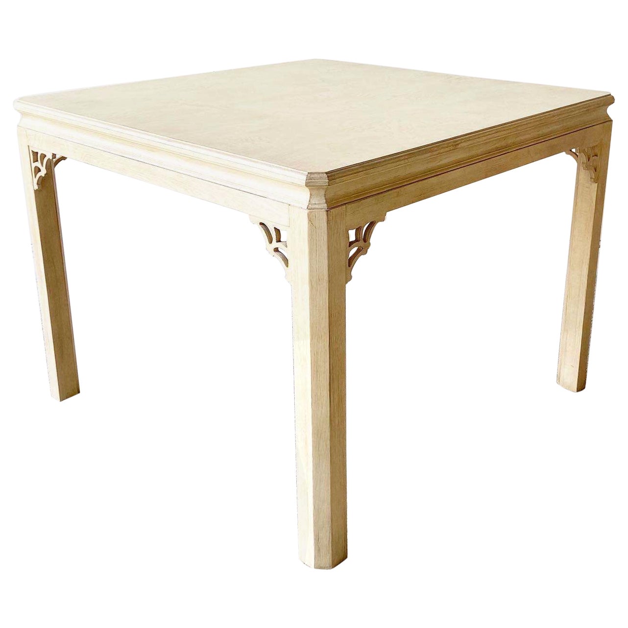 Chinoiserie Beige Oak Square Dining Table For Sale at 1stDibs