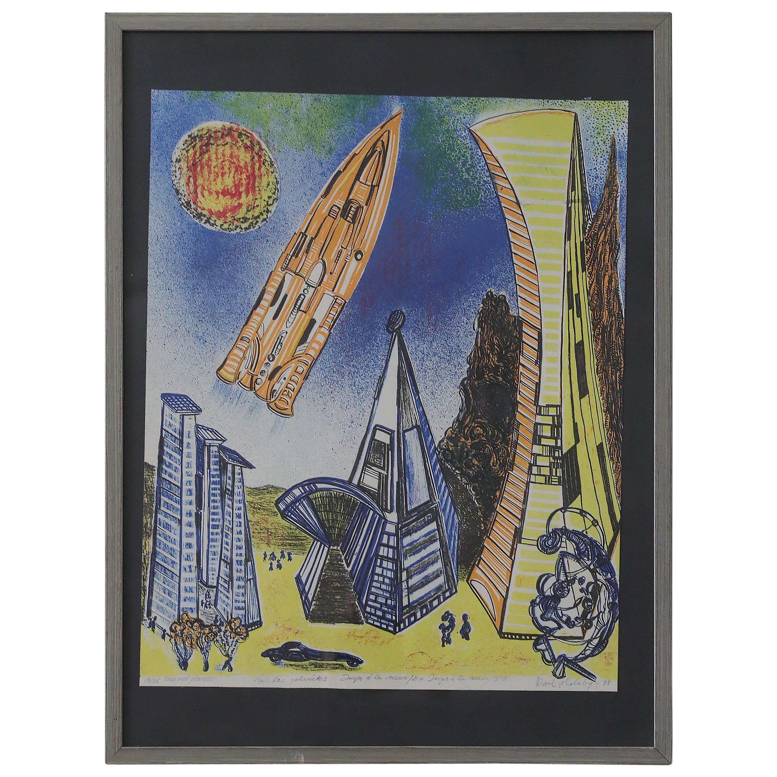 Paul Holsby, Resa mot planeter, Color Lithograph, 1978, Framed For Sale at 1stDibs
