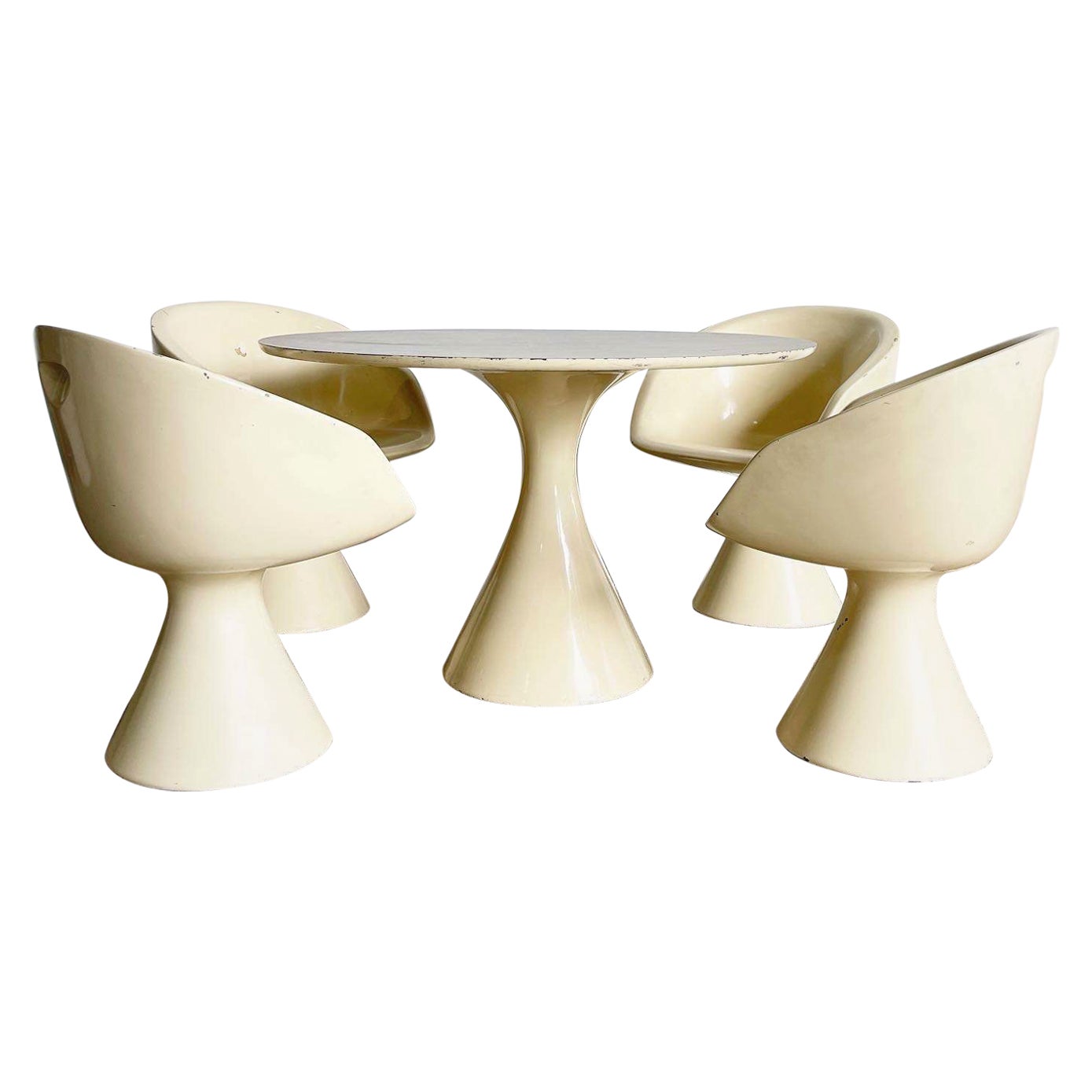 Space Age Tulip Dining Table and Chairs Set by Hollen - 5 Pieces For ...