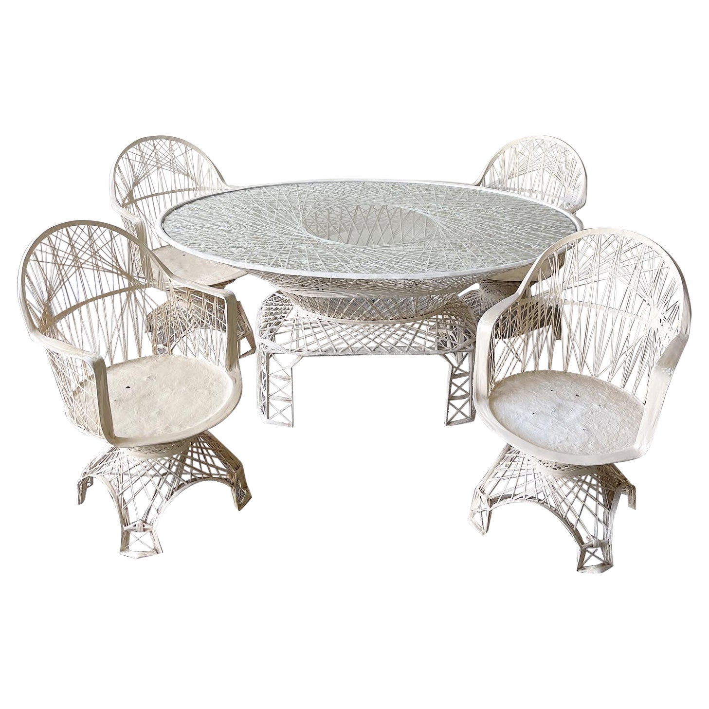 Mid Century Modern Spun Fiberglass Dining Set With Swivel Chairs - 5 ...