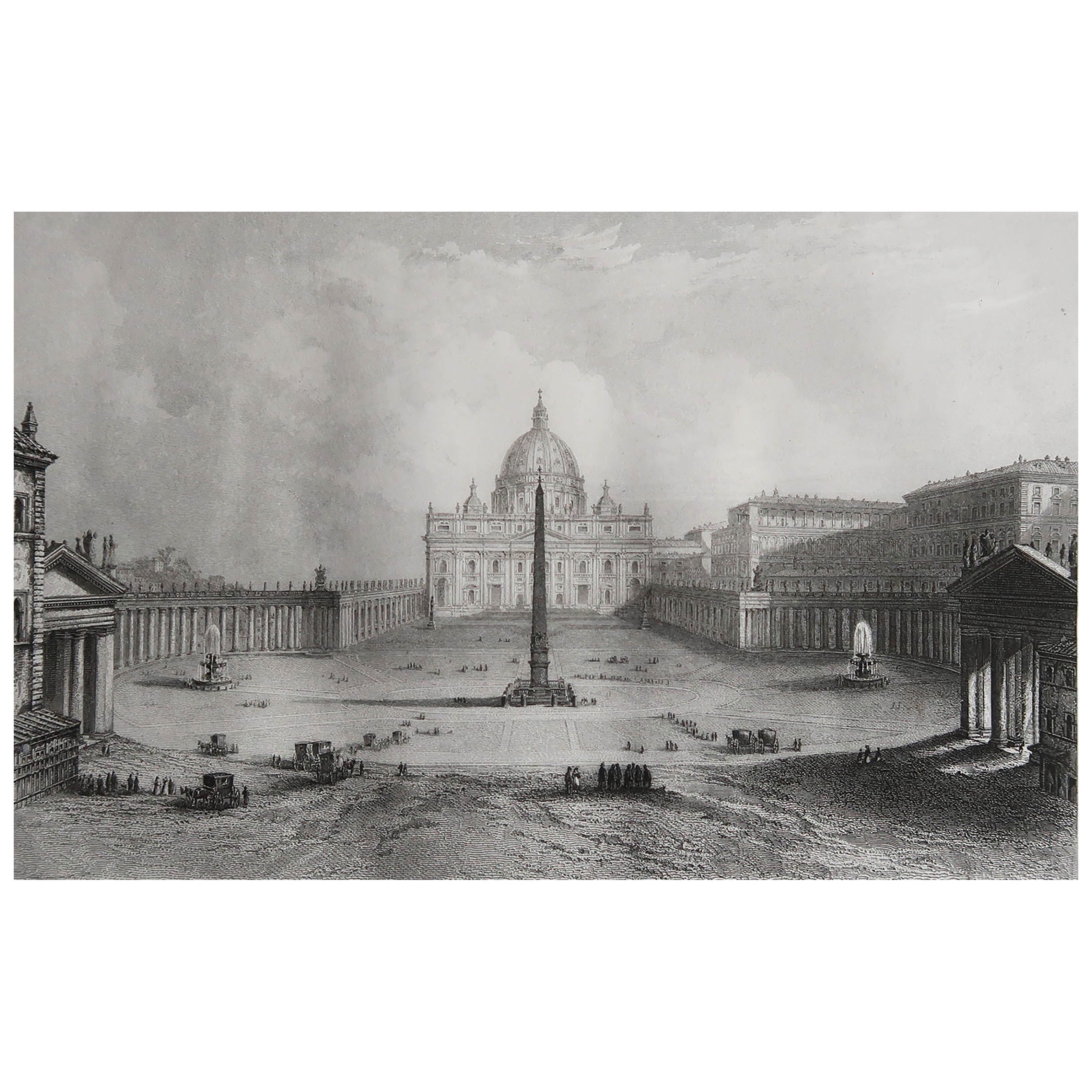 Original Antique Print of St Peters, Rome After Piranesi. C.1850 For ...