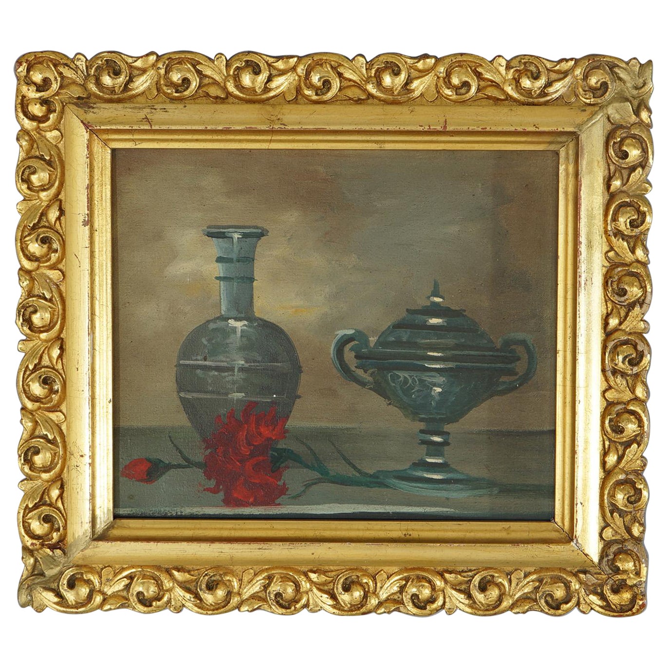 Vintage Ocean Oil Painting in Giltwood Frame by German Artist V. Berk ...