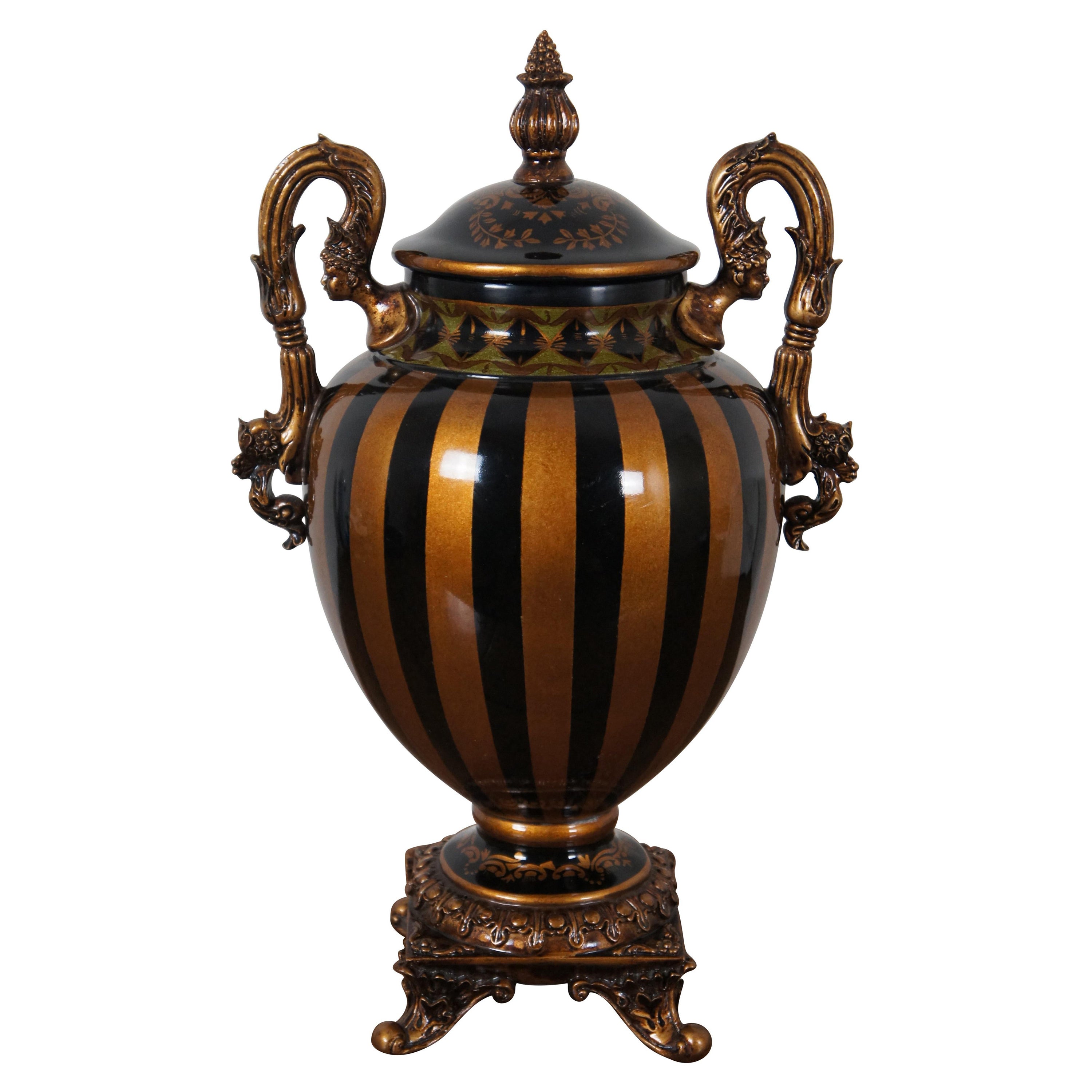 Horchow Ginger Jar Trophy Urn Mantel Vase Footed Handled w Lid 16" For ...