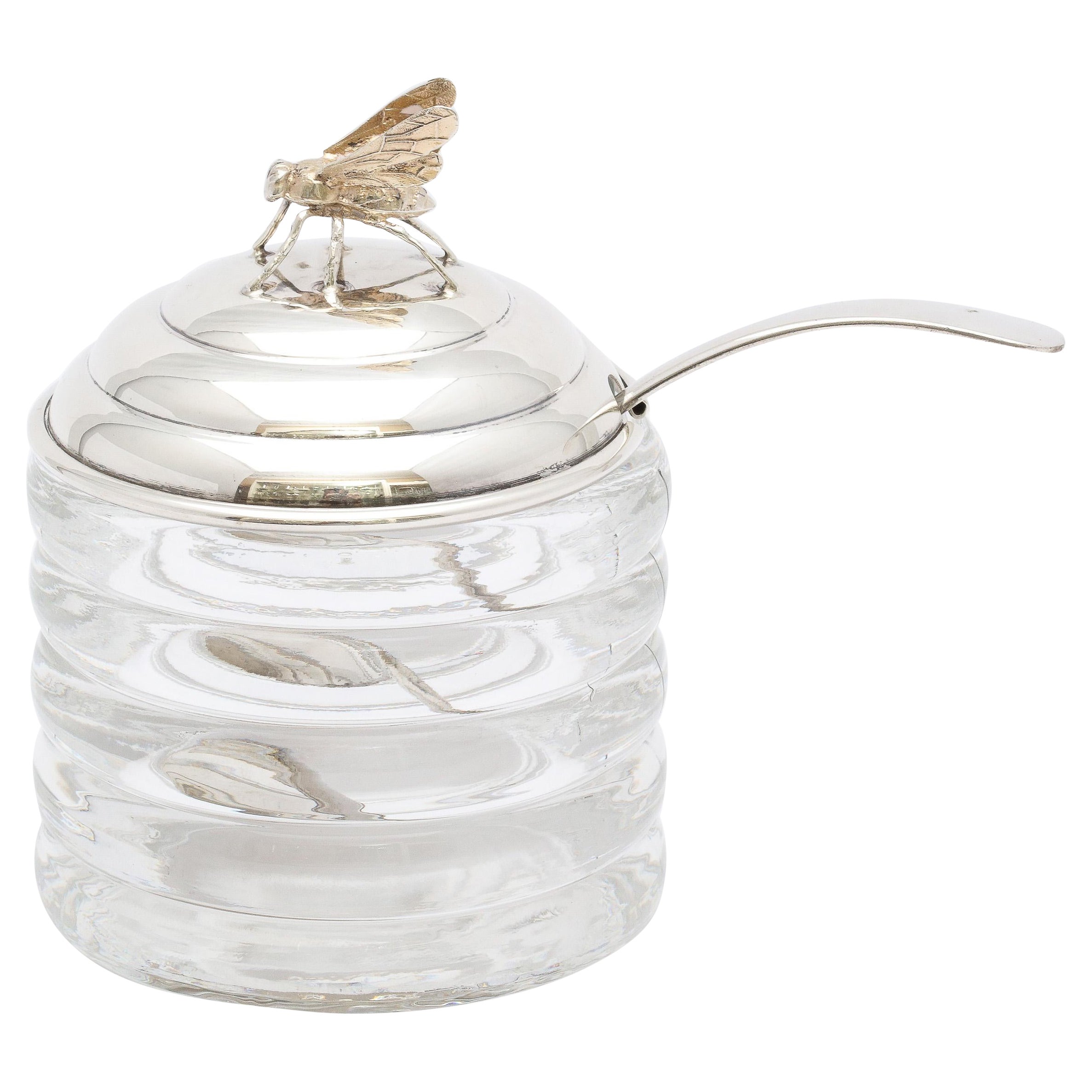 Art Deco Period Sterling Silver-Mounted Beehive-Form Honey Jar and ...