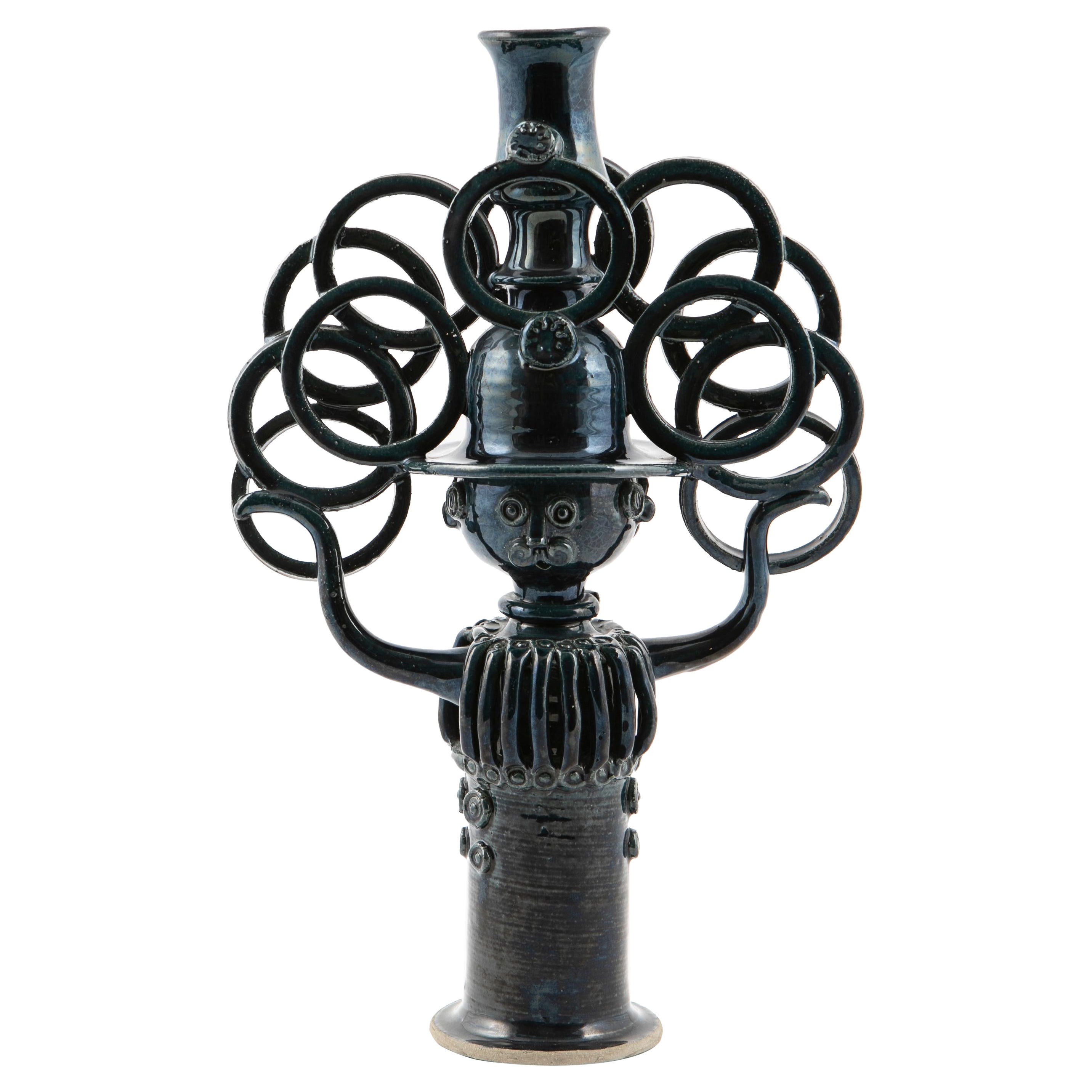 Bjørn Wiinblad Ceramic blue glazed 'Juggler' candlestick / Sculpture ...