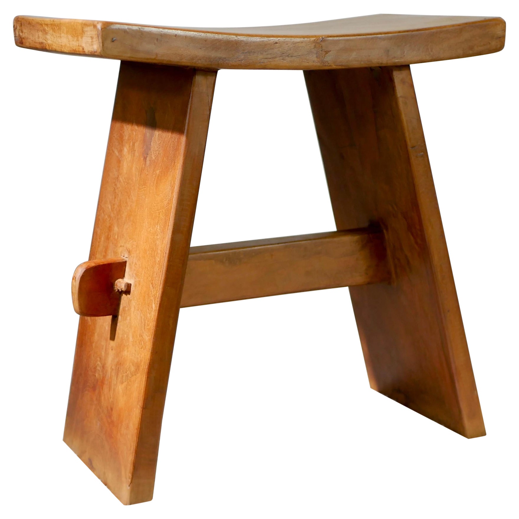 Brutalist wood stool from Holland, 1970s For Sale at 1stDibs