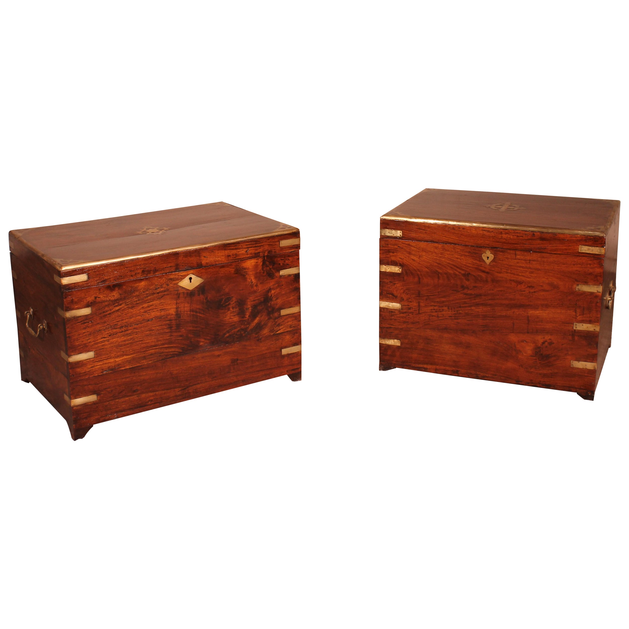 A Near Pair Of Camapign Chest In Camphor Wood From The 19th Century For ...