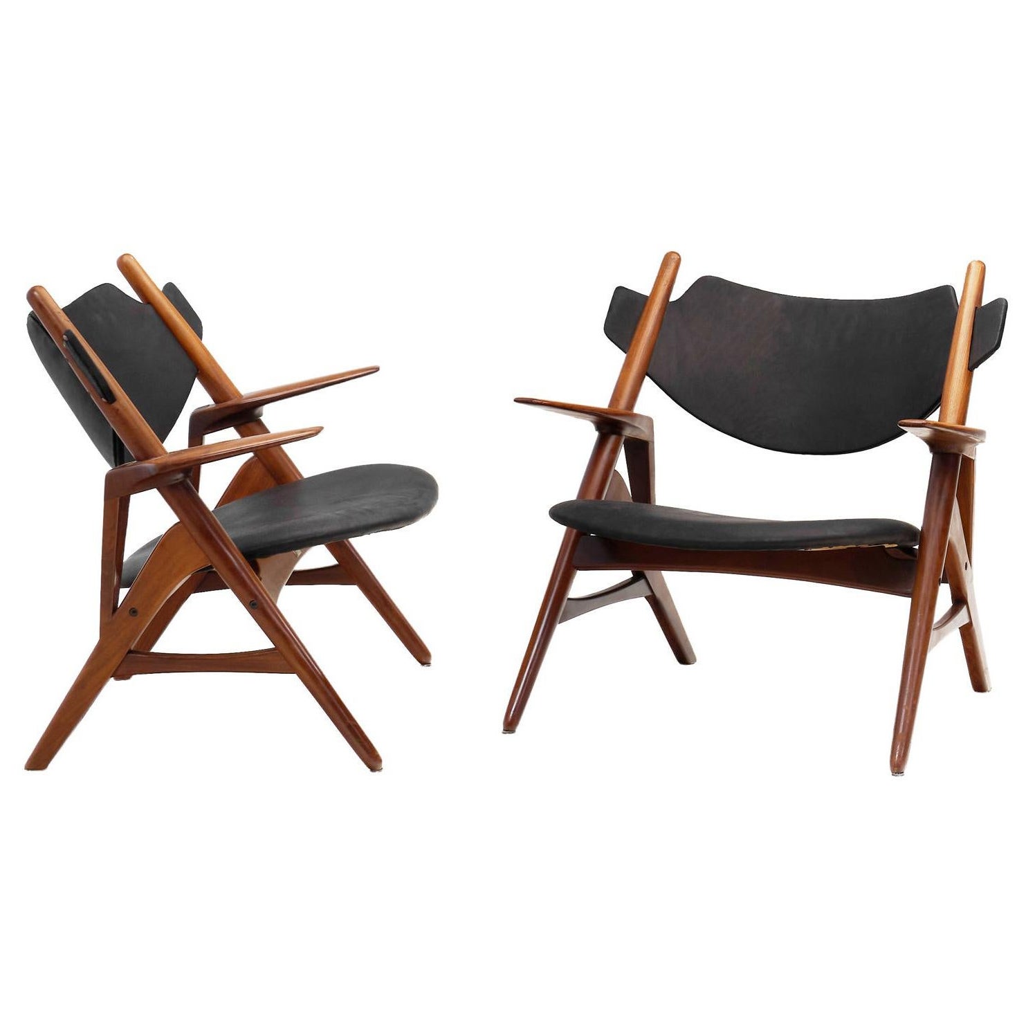 Set of 2 Sculptural Danish Chairs in the Manner of Hans Wegner, Denmark ...