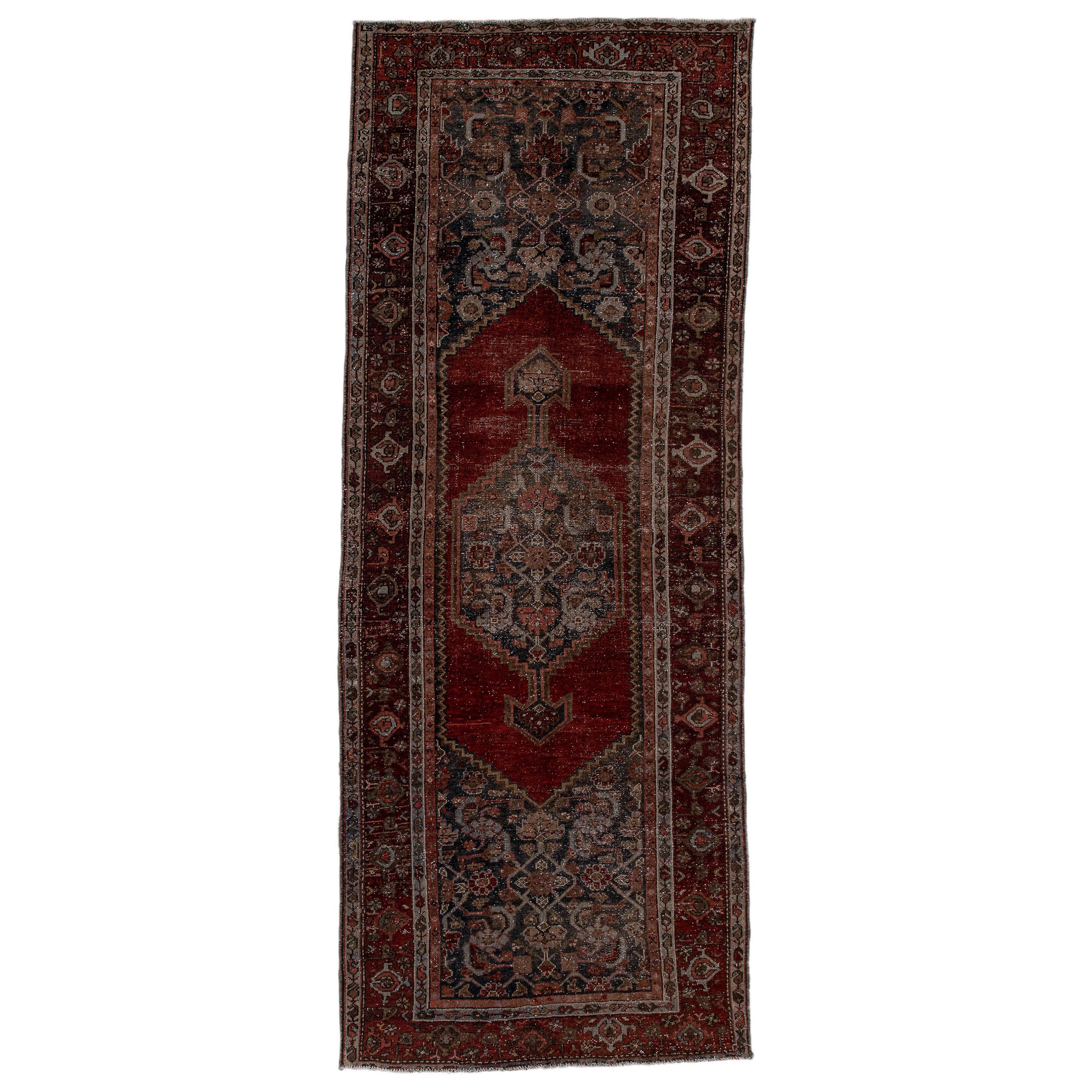 Antique Malayer Long Rug with Blue Field at 1stDibs