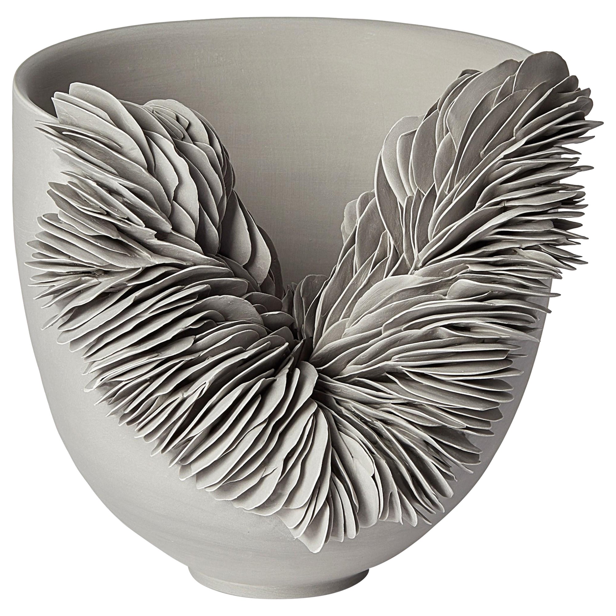 White Collapsed Bowl a porcelain sculptural vessel by Olivia Walker For Sale at 1stDibs