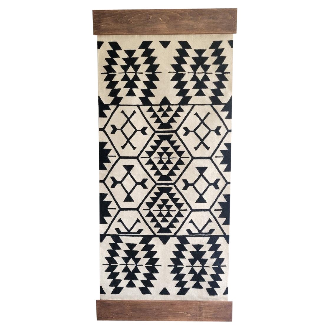 Black and Cream Wall hanging Kilim For Sale at 1stDibs