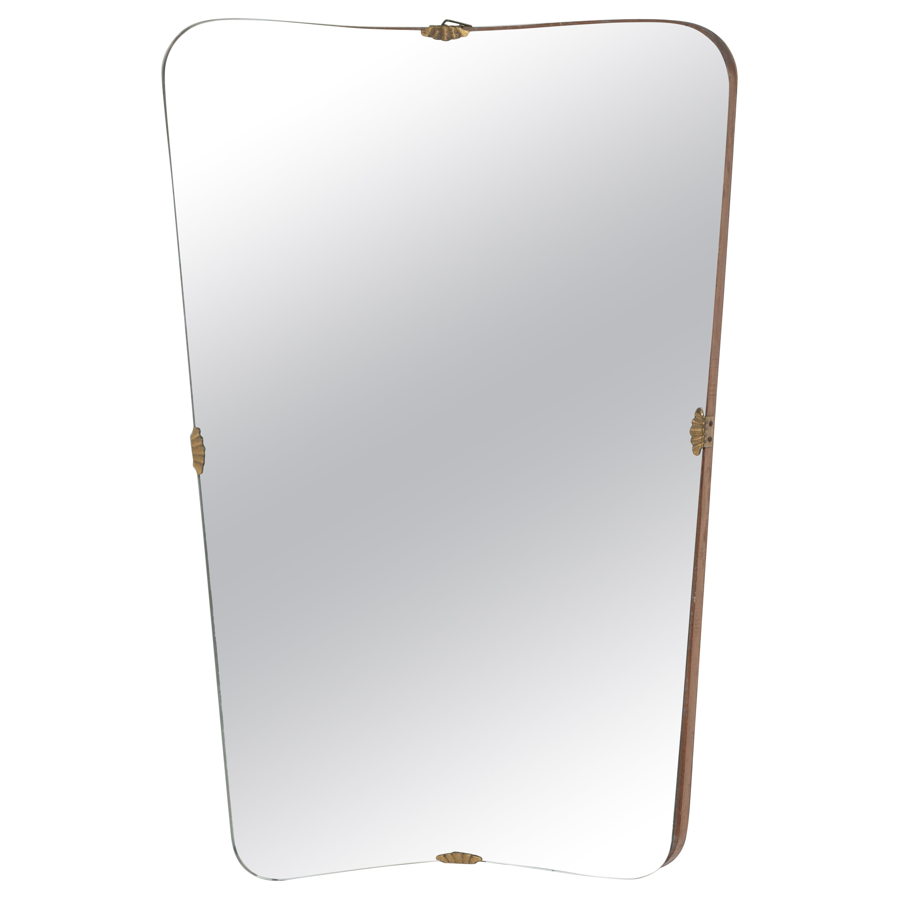 Vintage Mid-Century Modern Mirror of Ground Glass with Wood Frame For ...