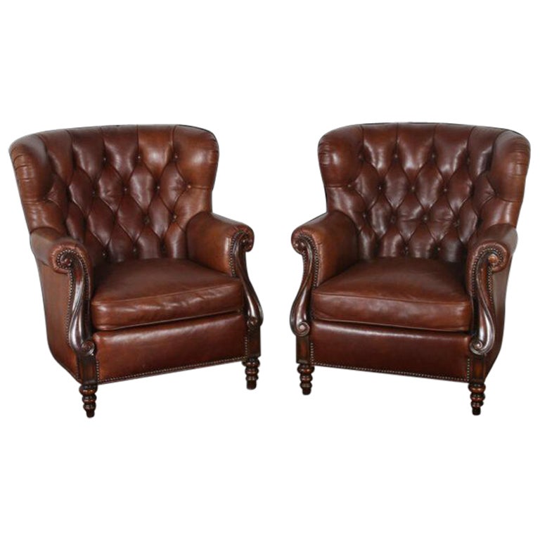 Comfortable Leather Wing-Backs For Sale at 1stDibs