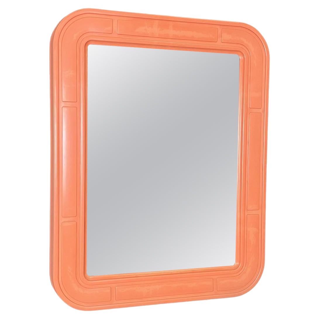 Italian Space Age Rectangular, Salmon Plastic Mirror with Rounded ...
