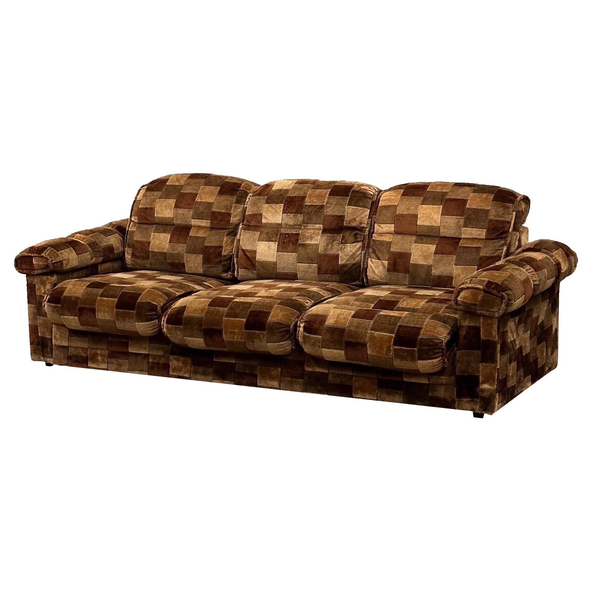 German Patchwork Velour Sofa For Sale at 1stDibs