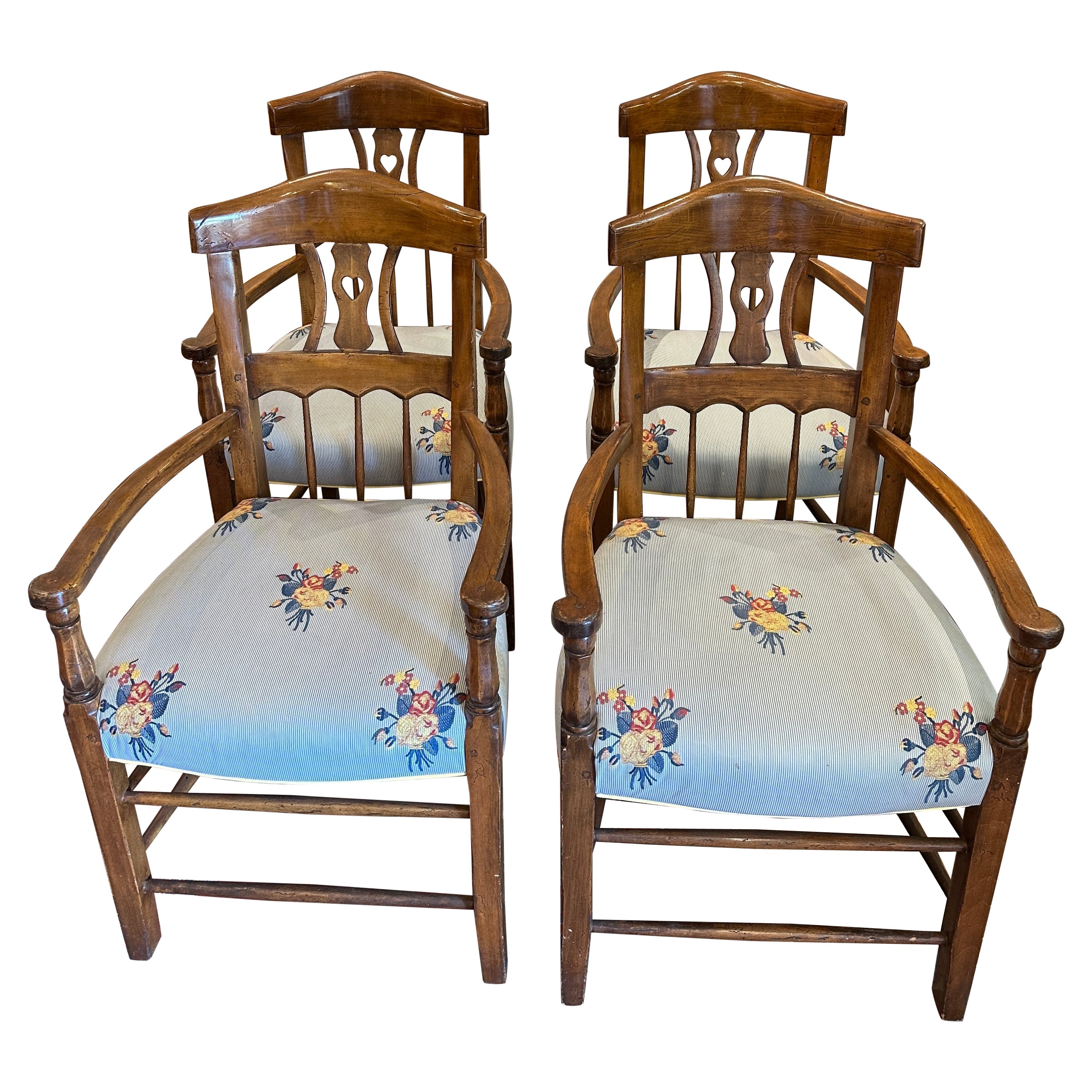 French Dining Arm Chairs, set of 4 For Sale at 1stDibs