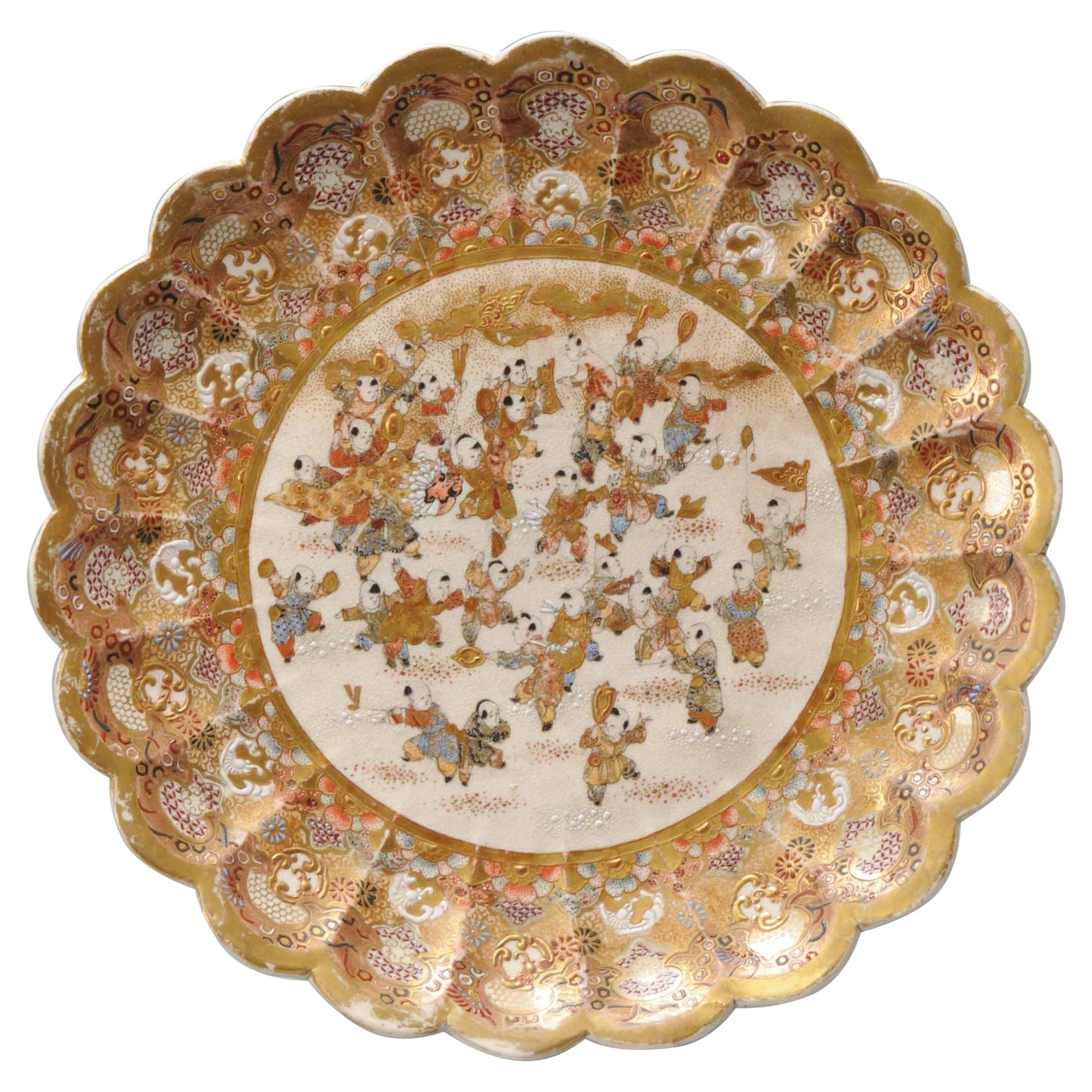 Antique Meiji Period Japanese Satsuma Plate with Flowers Decoration For ...