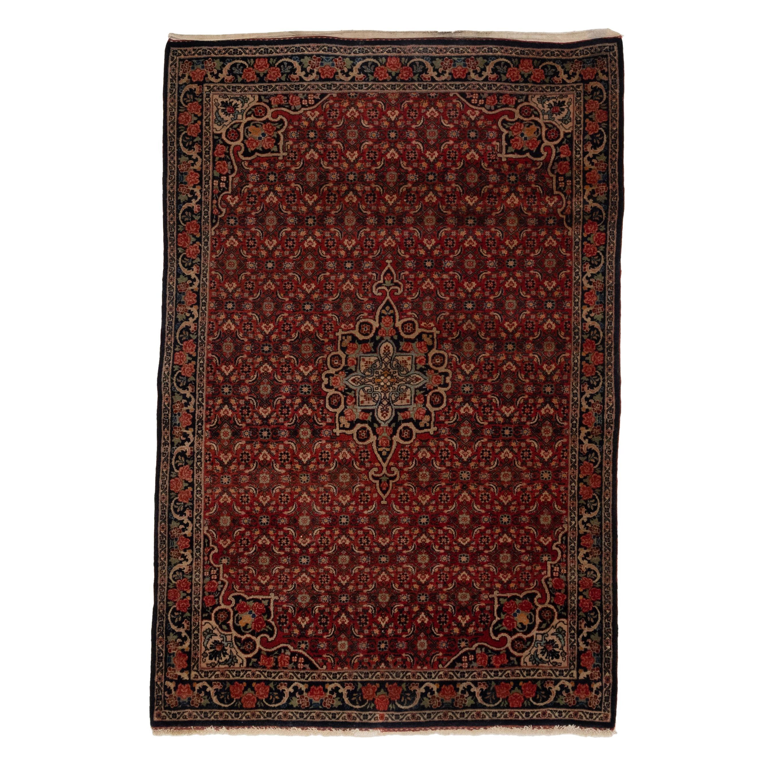 Antique Oriental Rug with floral design on ivory field circa 1880's For ...