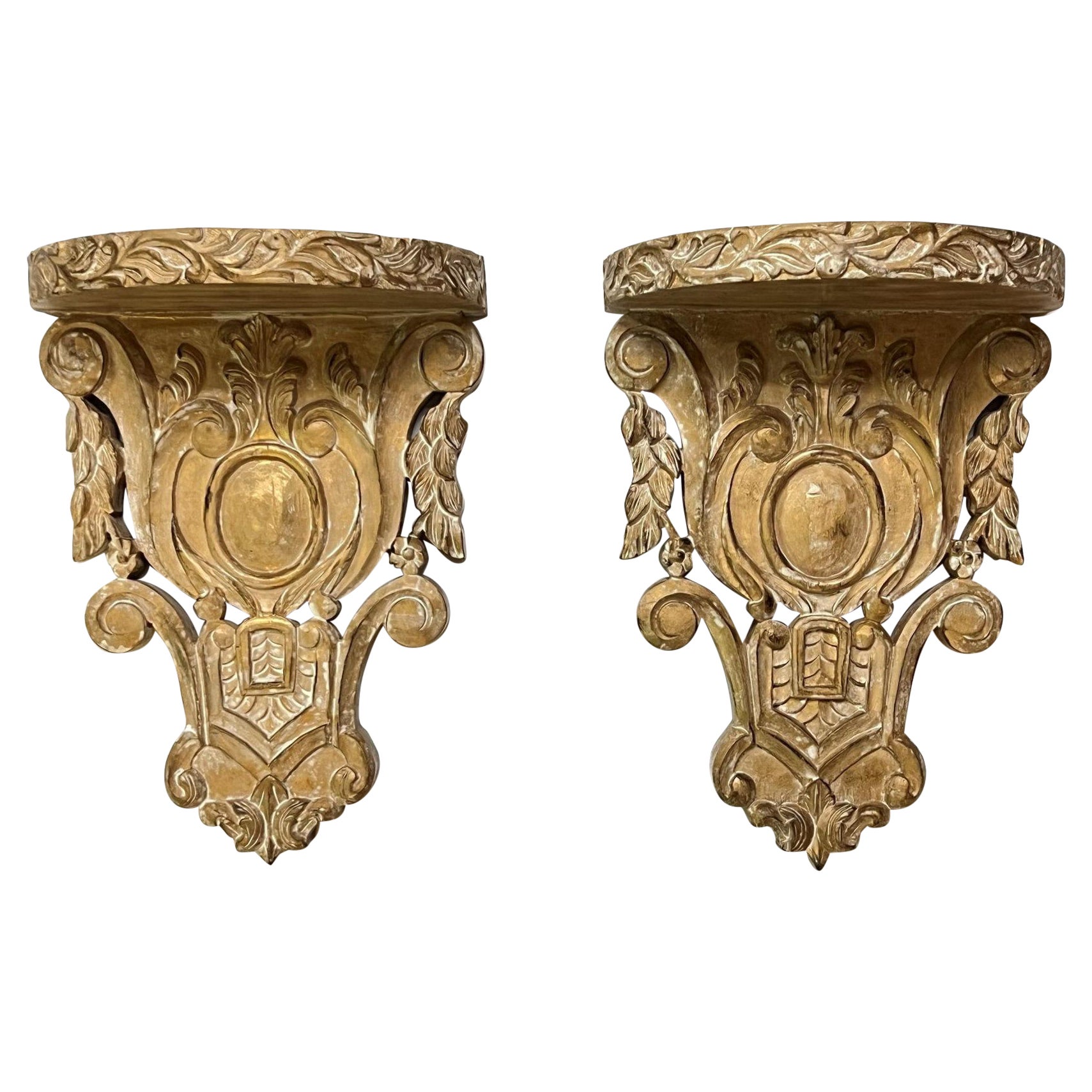 Vintage Intricate Cast Cement Wall Bracket Plinth - a Pair For Sale at ...
