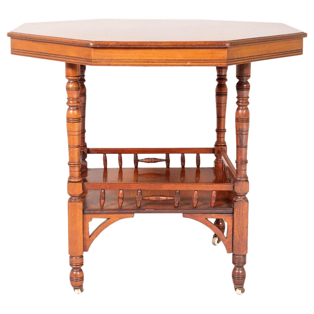 Late Victorian Aesthetic Movement Octagonal Walnut Window Table or Side ...
