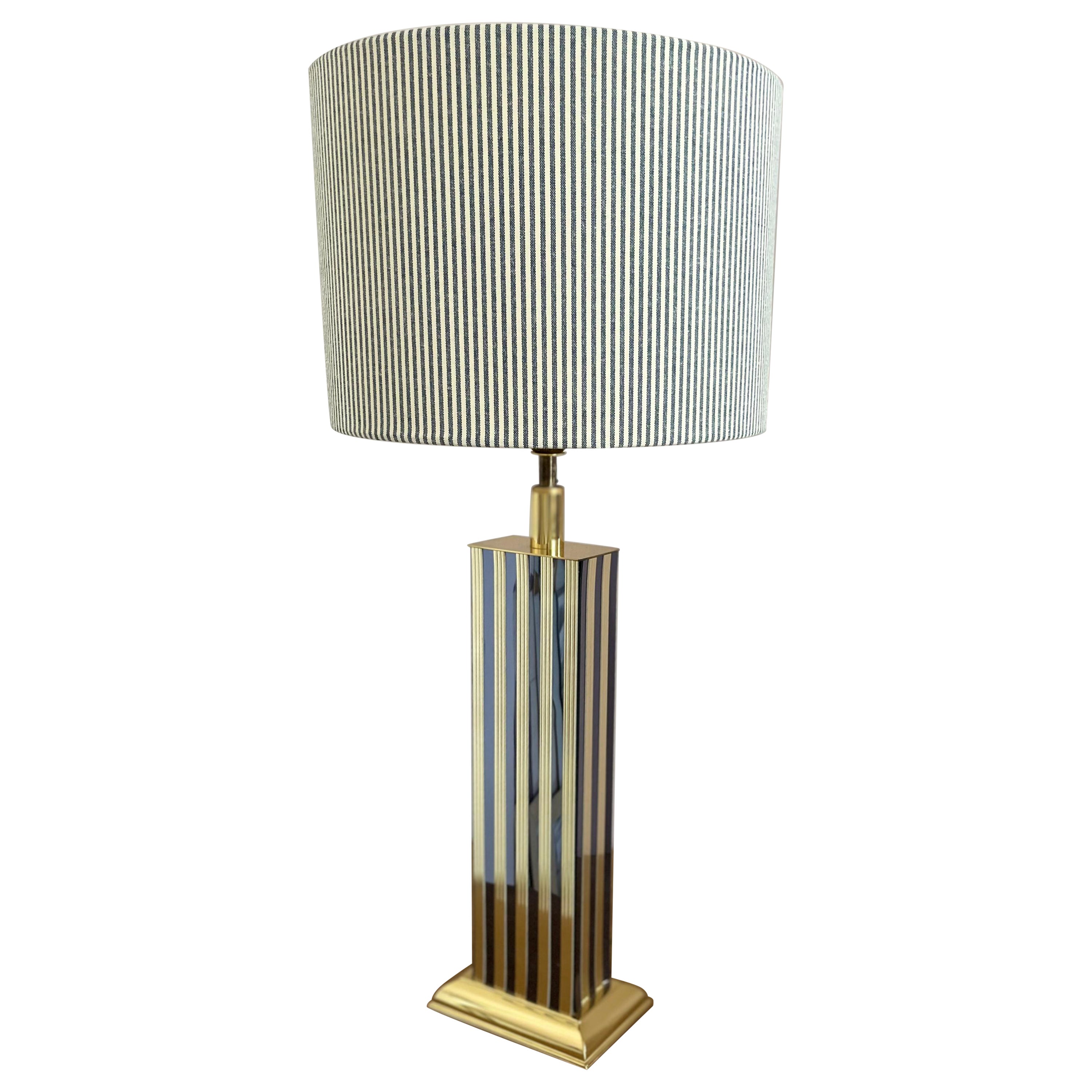 1970s/1980s tall striped art deco style table lamp by French Le Dauphin ...