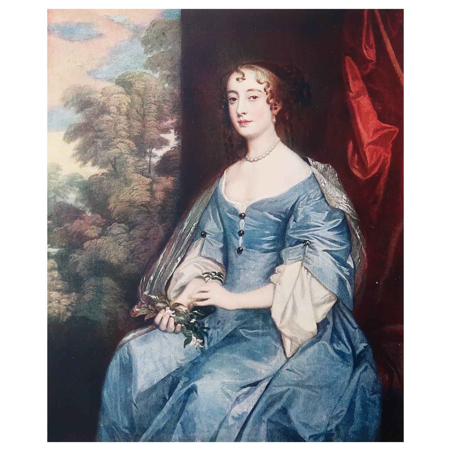 Gravure ancienne originale d'une comtesse d'après Sir Peter Lely. C ...