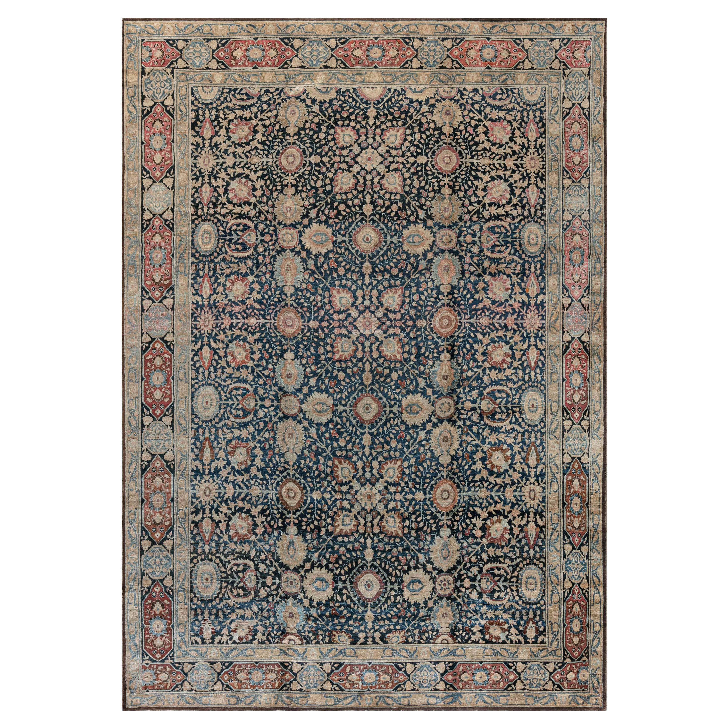 Modern Botanic Tabriz Burgundy and Brown Handmade Wool Rug by Doris ...