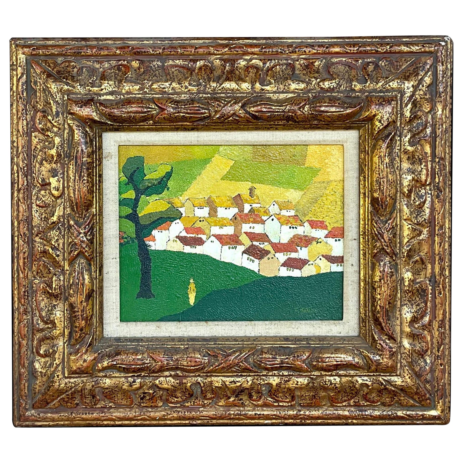 Vintage Boho Signed Original Oil Painting on Board For Sale at 1stDibs